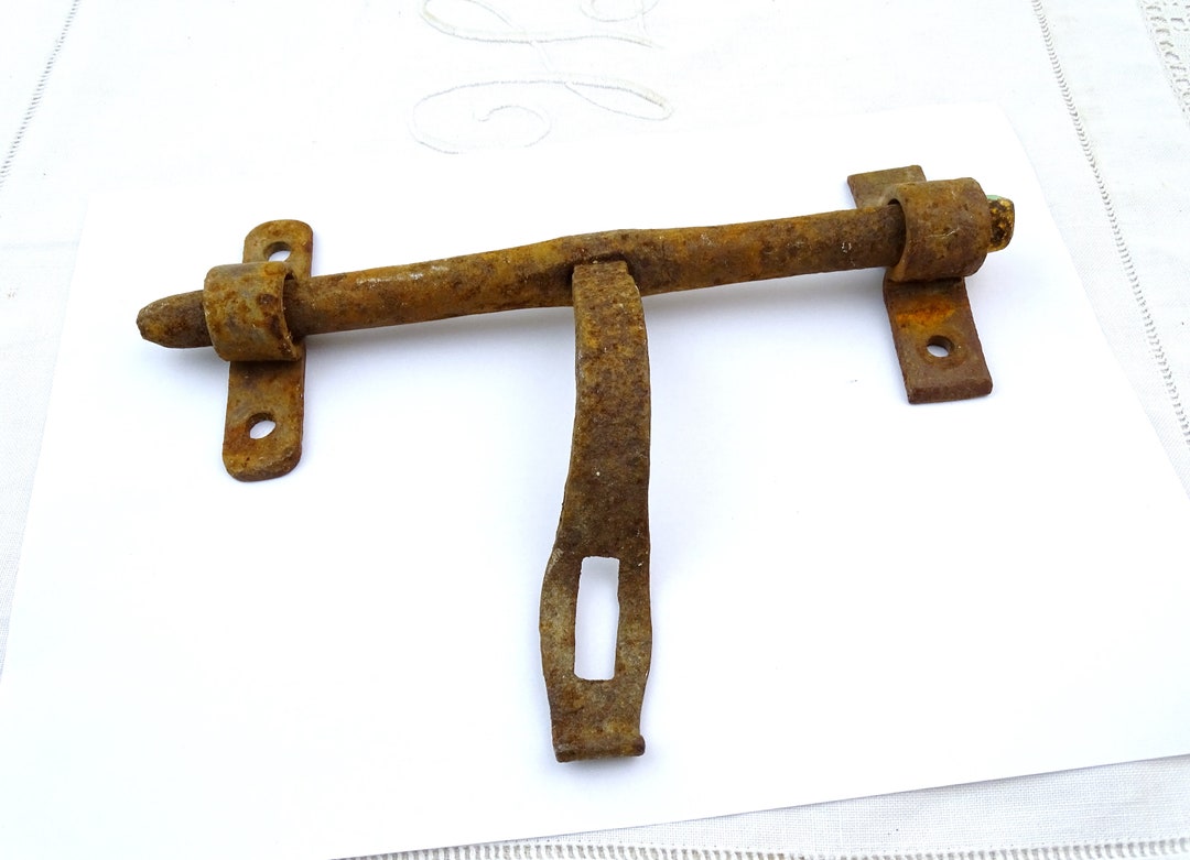 Large French Antique Sliding Hand Forged Iron Bolt Latch From Farmhouse ...