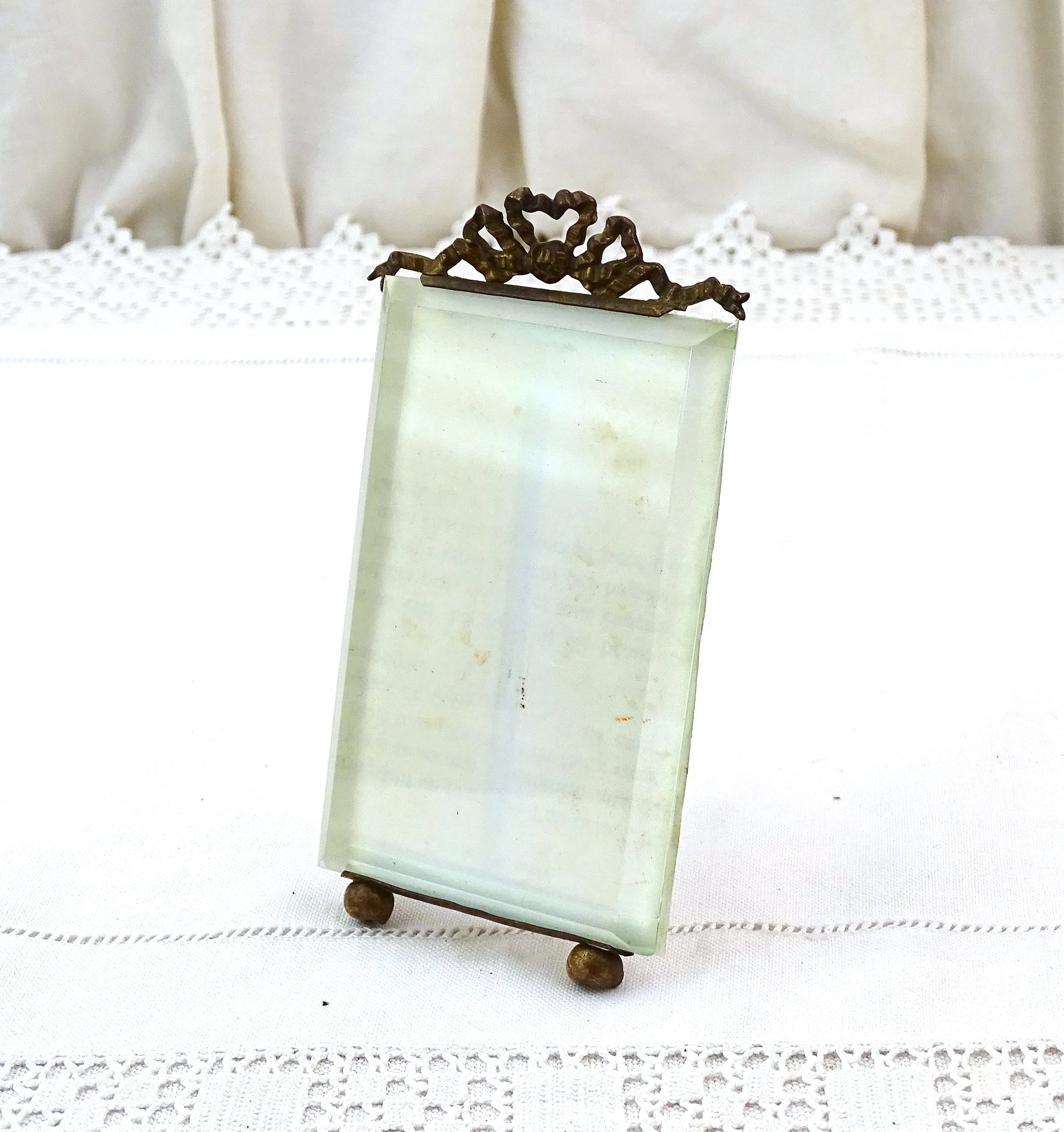 Small Antique French 19th Century Thick Beveled Glass Portrait Frame ...