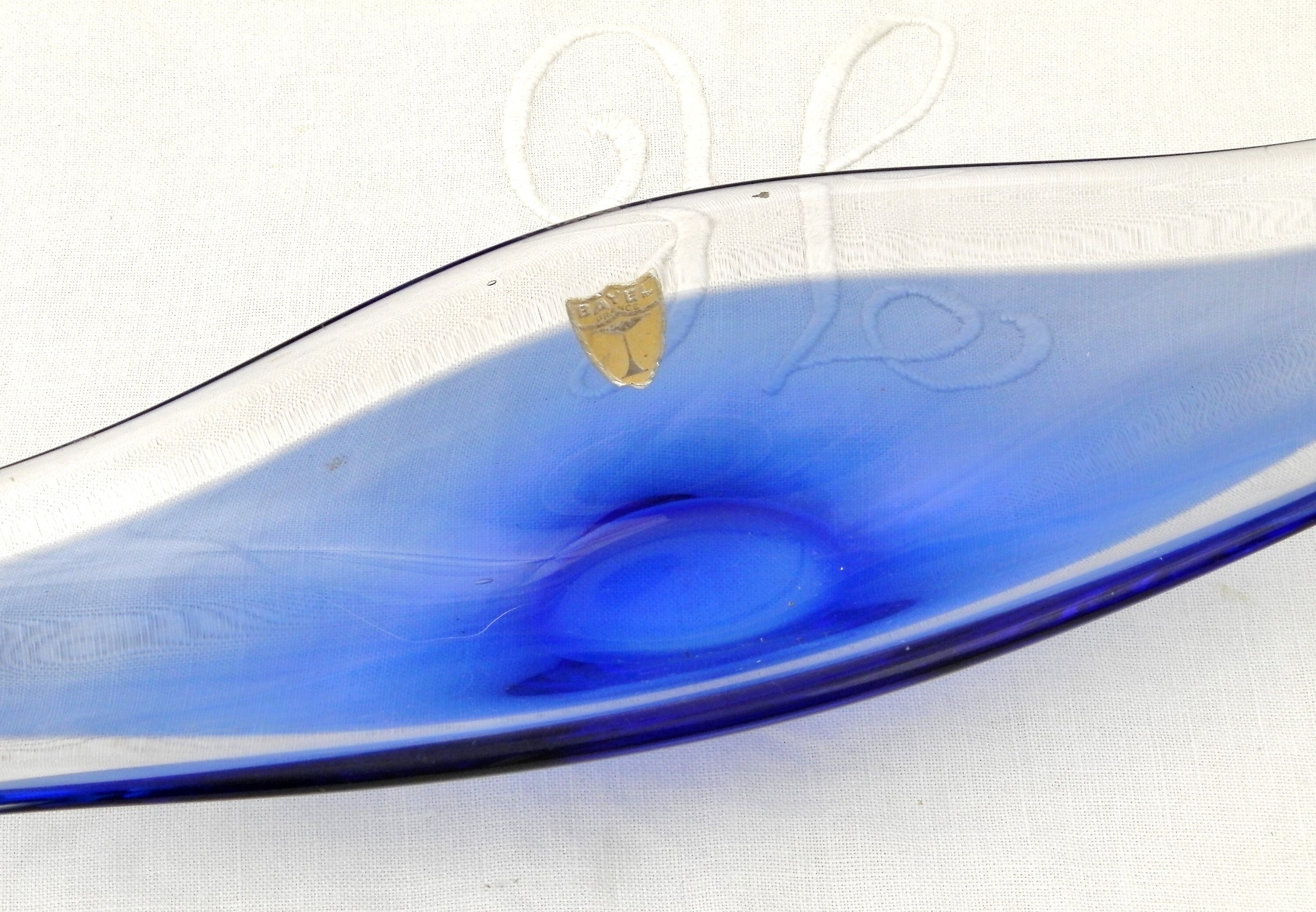 Vintage French Mid Century 1960s Table Center Piece in Clear and Blue ...