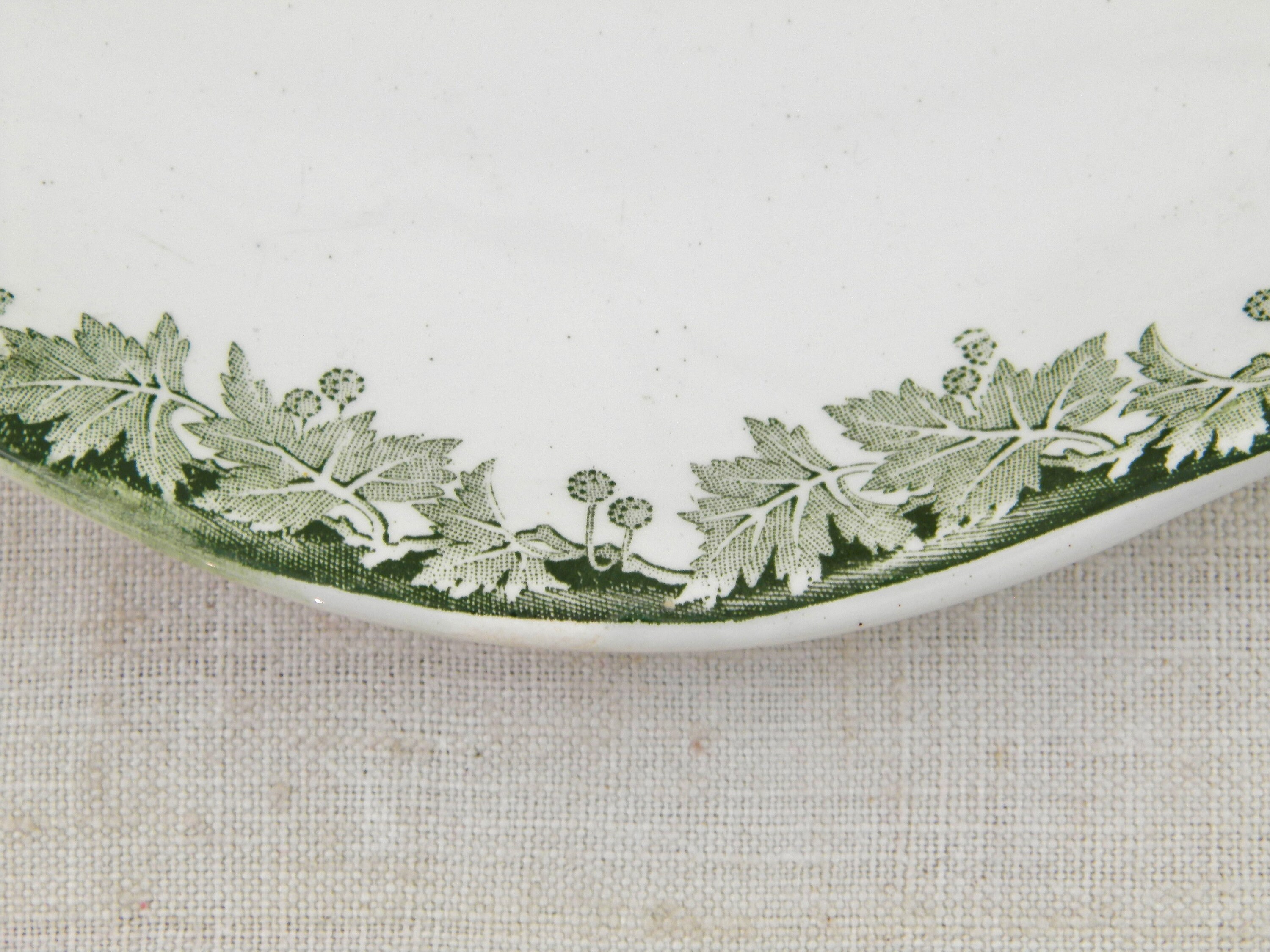 Antique French Ironstone St Amand Hamage Platane Spoon Rest with Teal ...