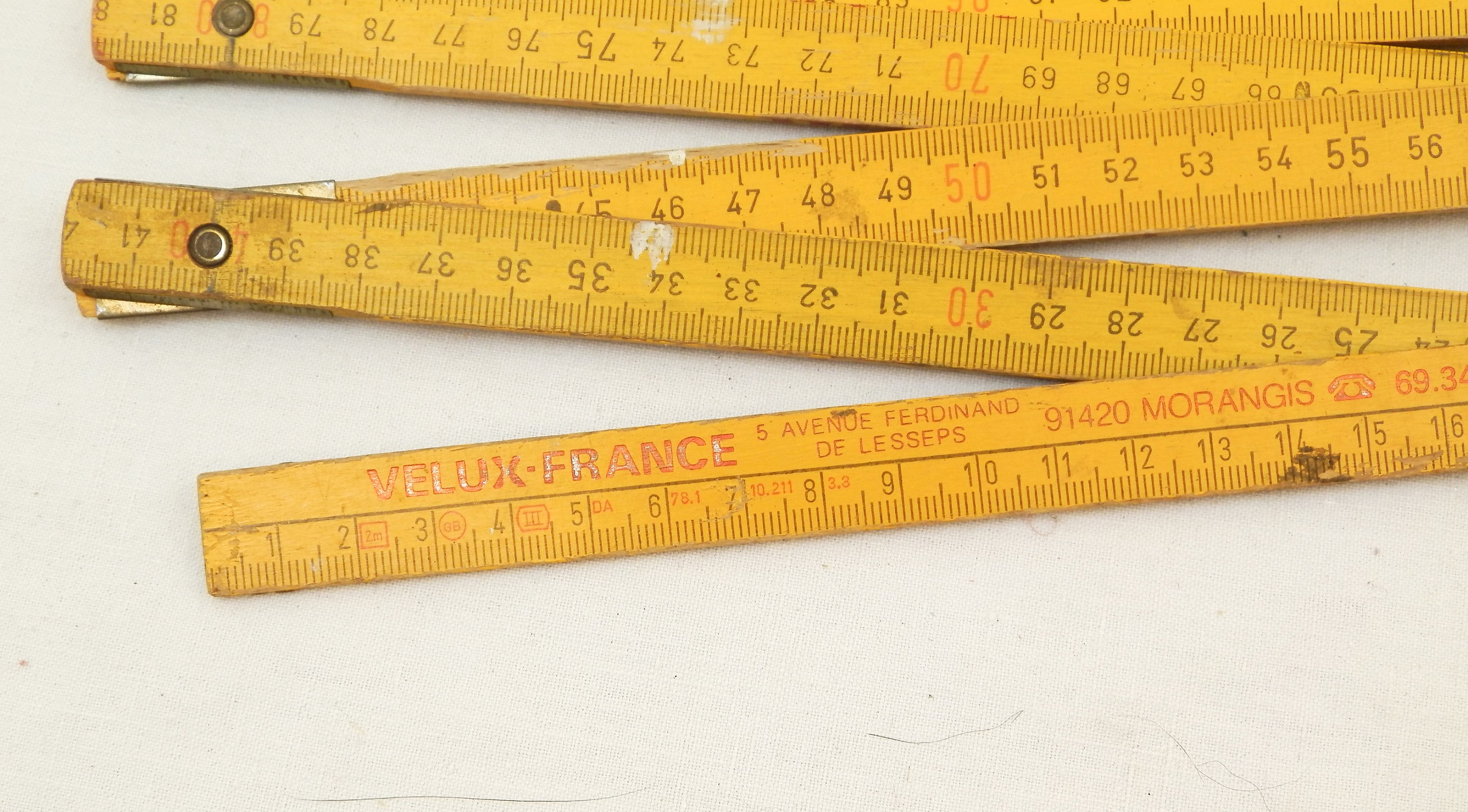 Vintage Bright Yellow Wooden Folding 2 Meter Tape Measure Publicity ...