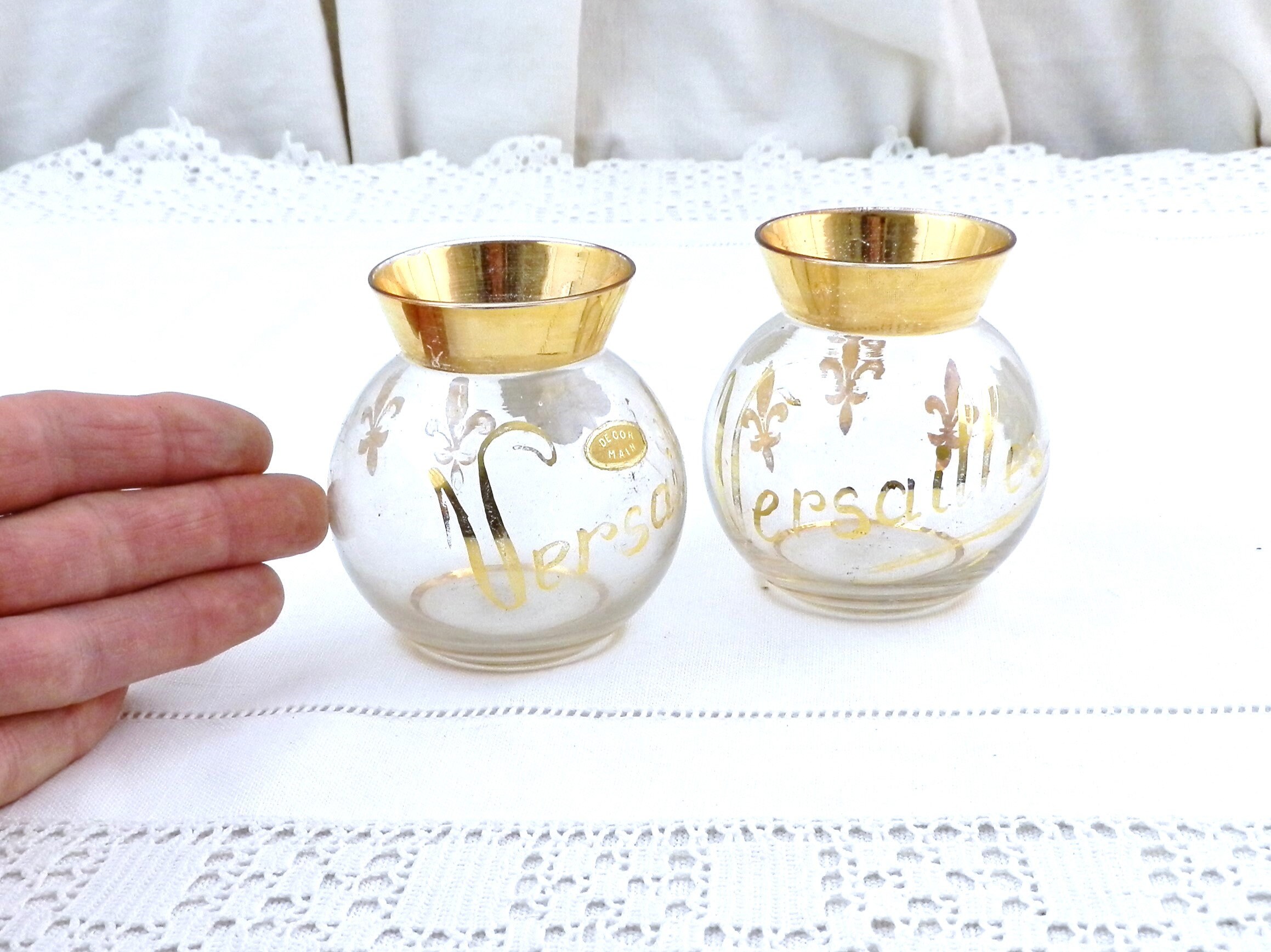 RESERVED FOR SHERRI 2 Small Matching Pair French Vintage Round Clear ...