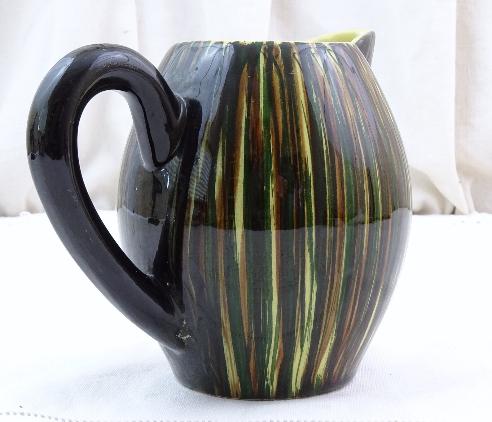 French Vintage Mid Century 1950s Hand Painted Ceramic Pitcher - Etsy