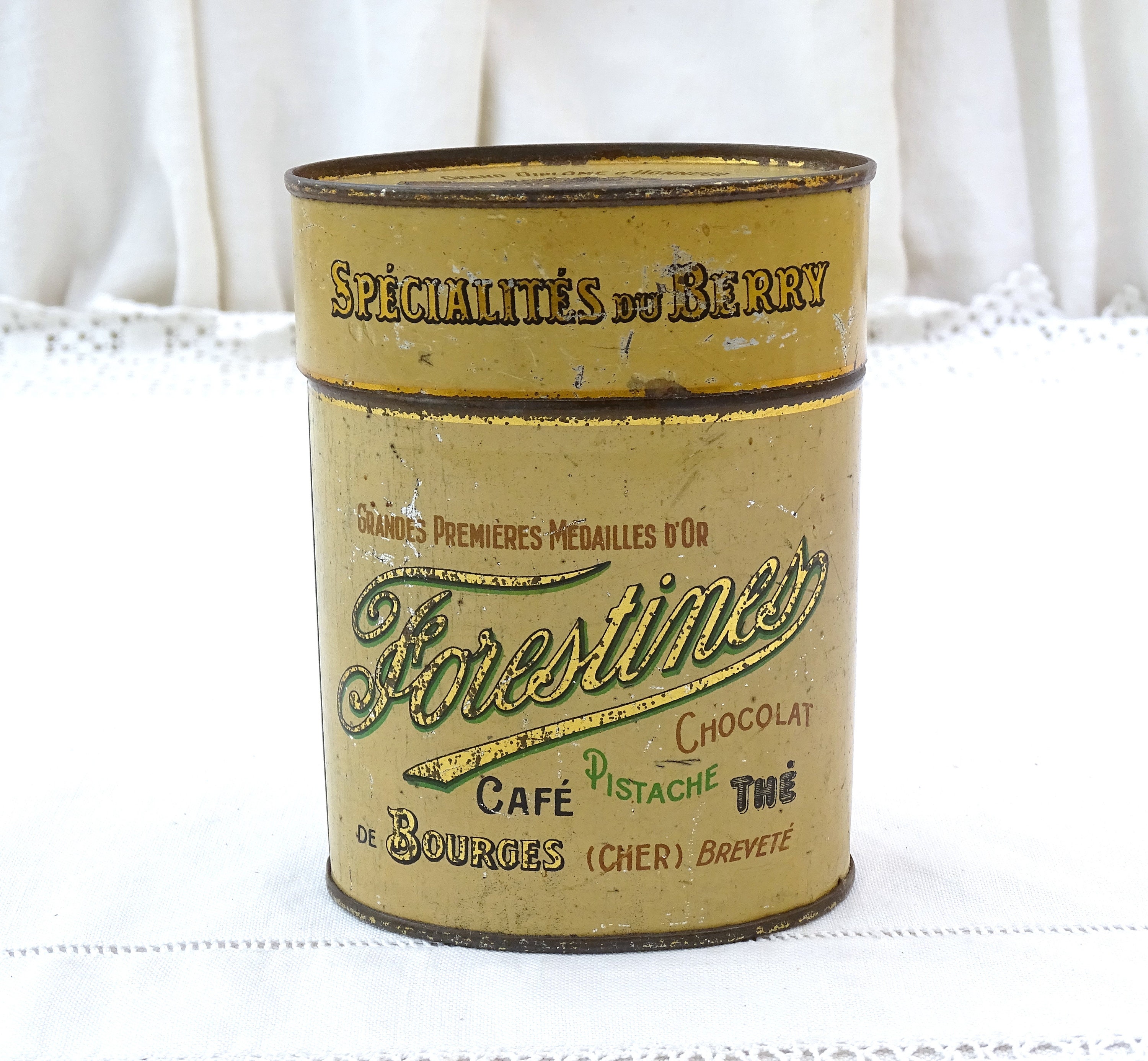 Vintage Oval Metal Tin For Forestine Chocolates from Berry Region of ...