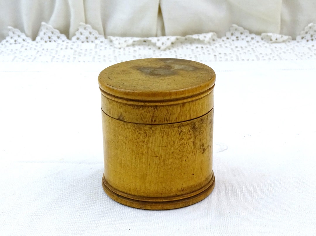 Antique French Turned Wooden Round Box, Retro Treen Box Made of Wood ...