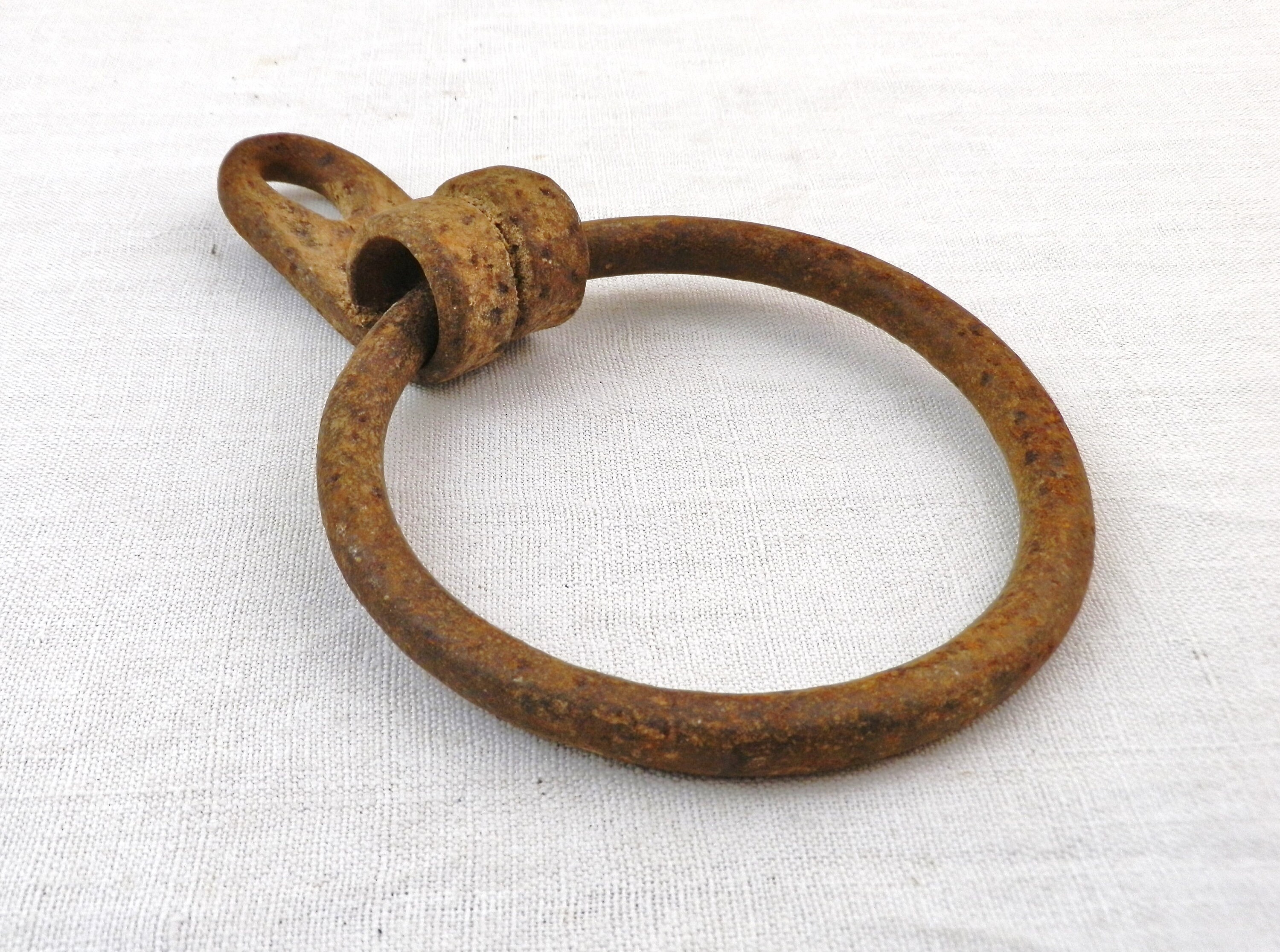 Large Antique French Hand Forged Rusty Iron Hitching Ring, Vintage ...
