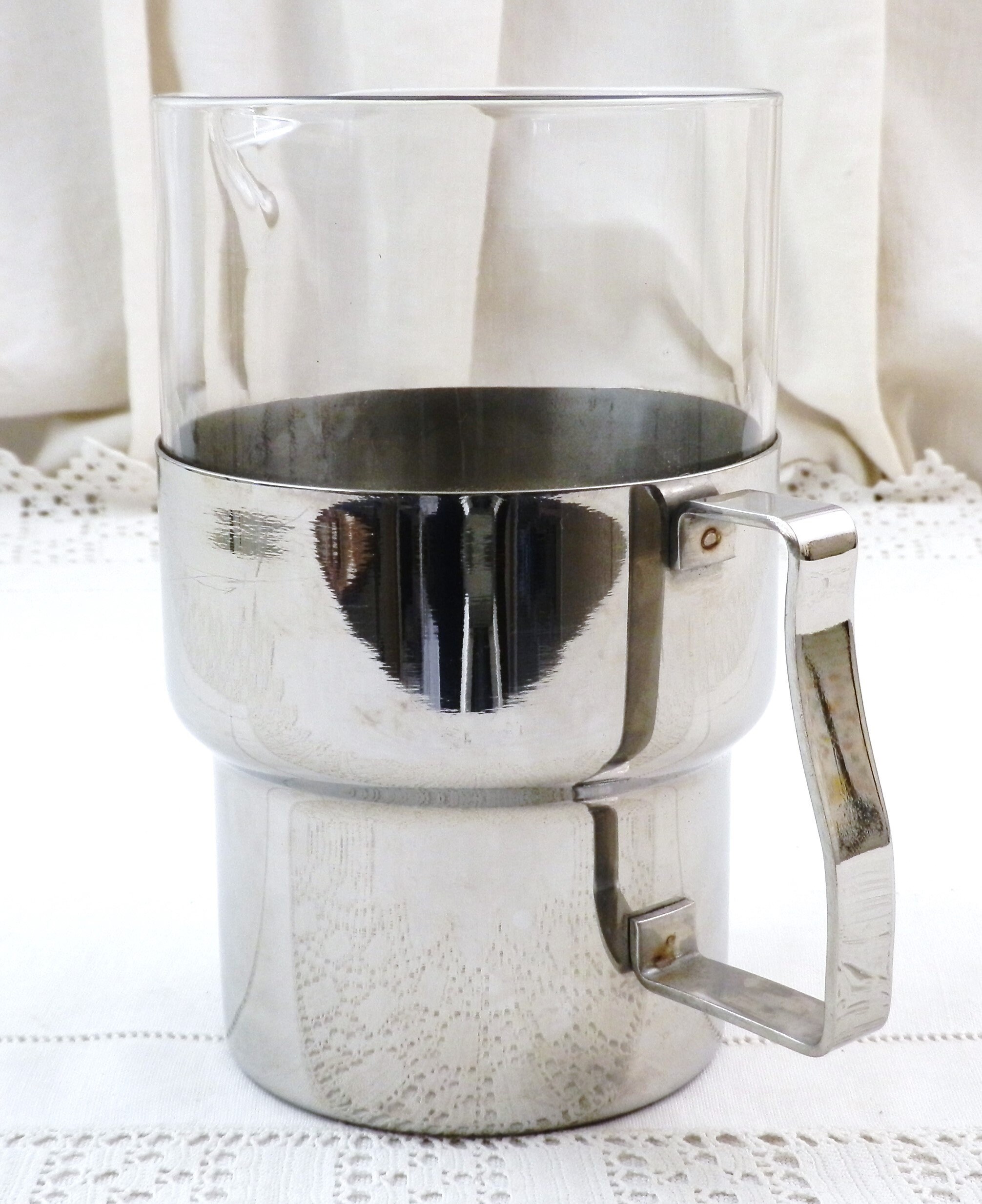 Vintage 1970s Italian Inoxpran Water Pitcher with Stainless Steel Base ...