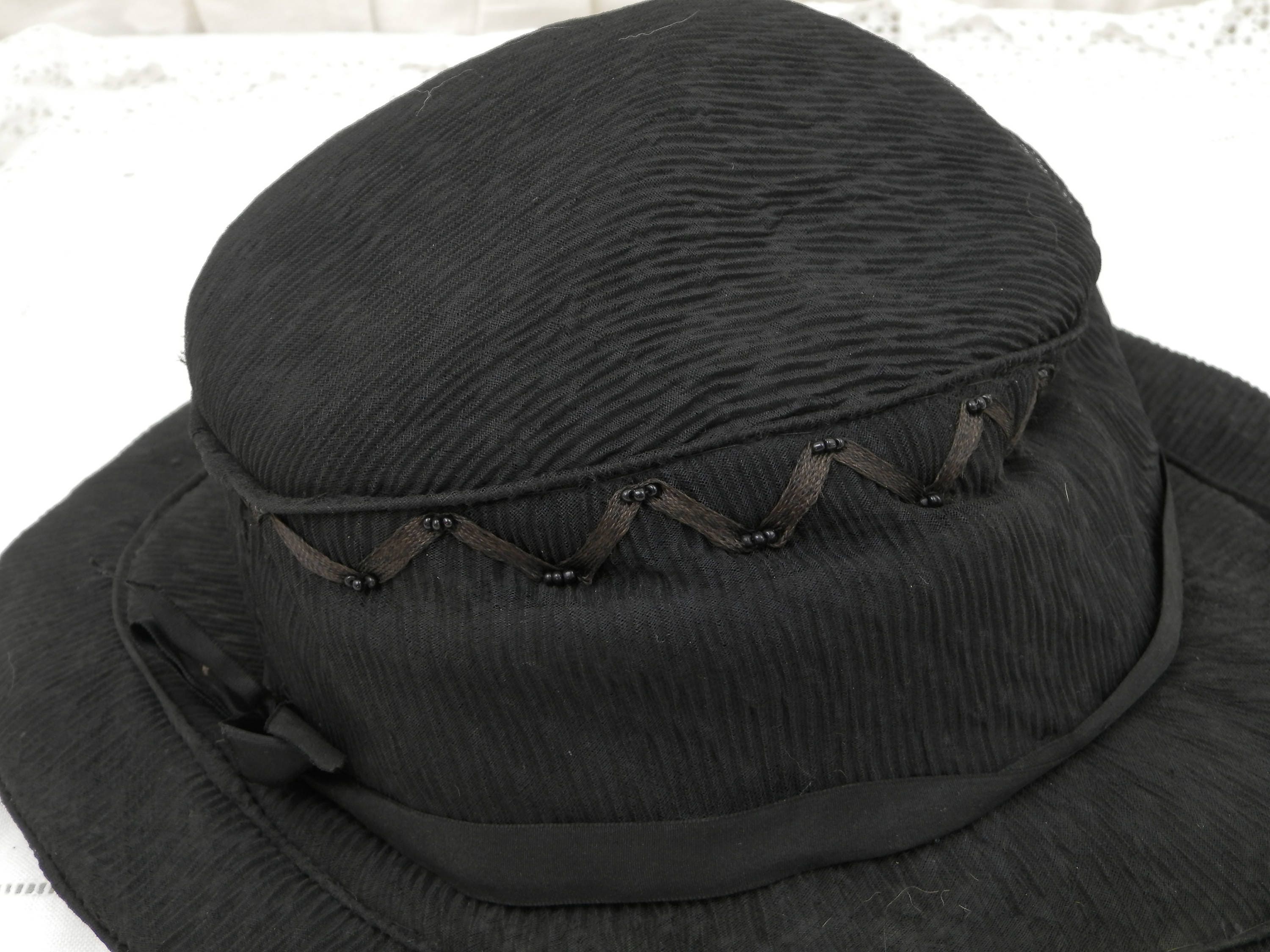 RESERVED FOR SUSAN Antique Lady / Women's Unused Black Crepe Fabric ...