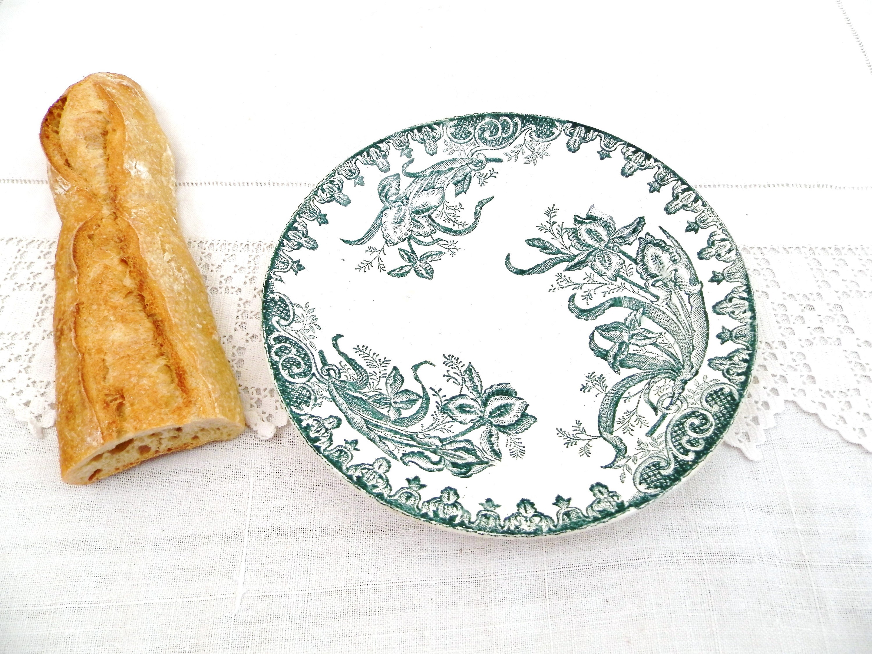 Small Antique Ironstone Ceramic Plate with Iris Flower Pattern by St ...