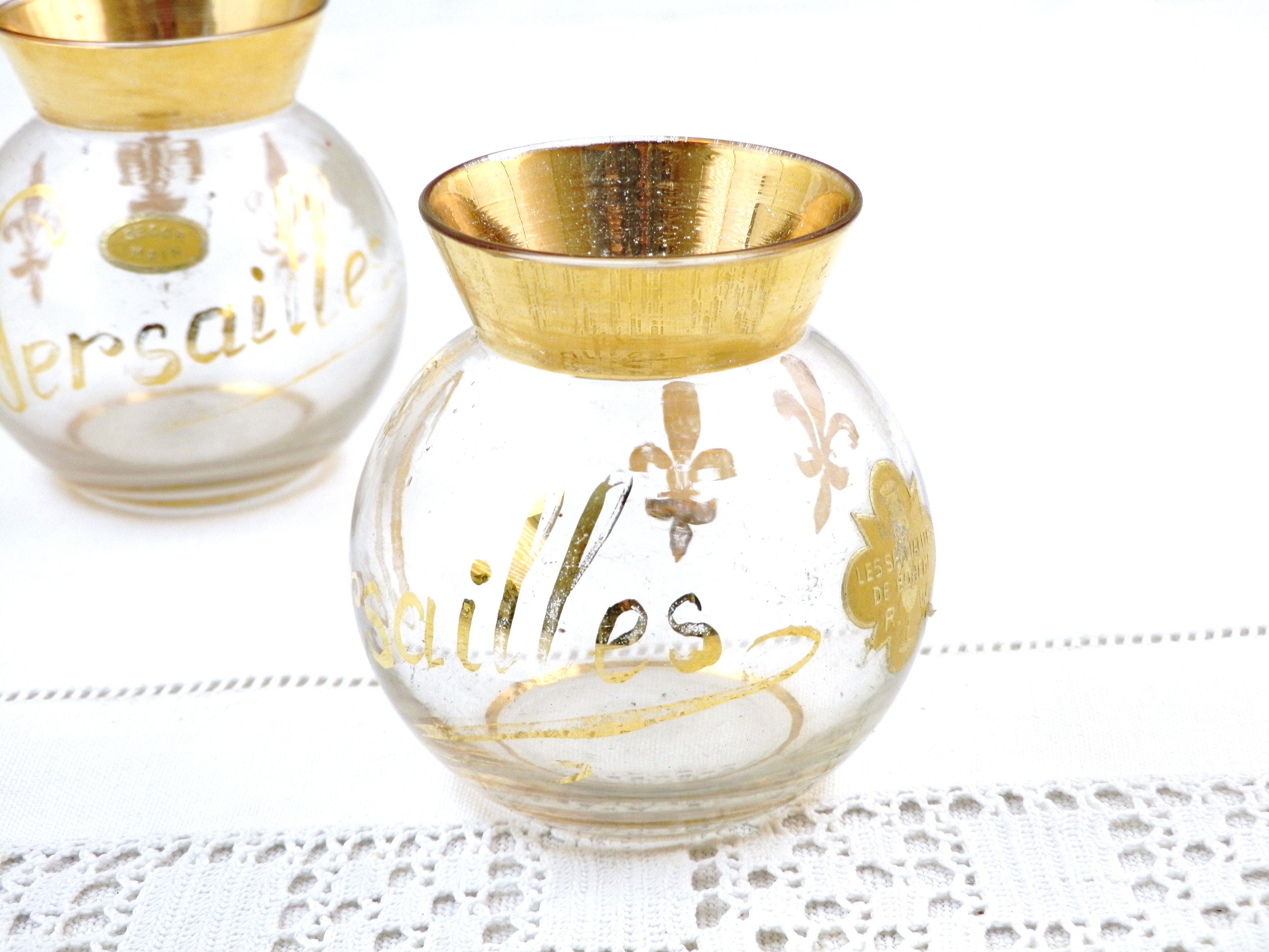 RESERVED FOR SHERRI 2 Small Matching Pair French Vintage Round Clear ...