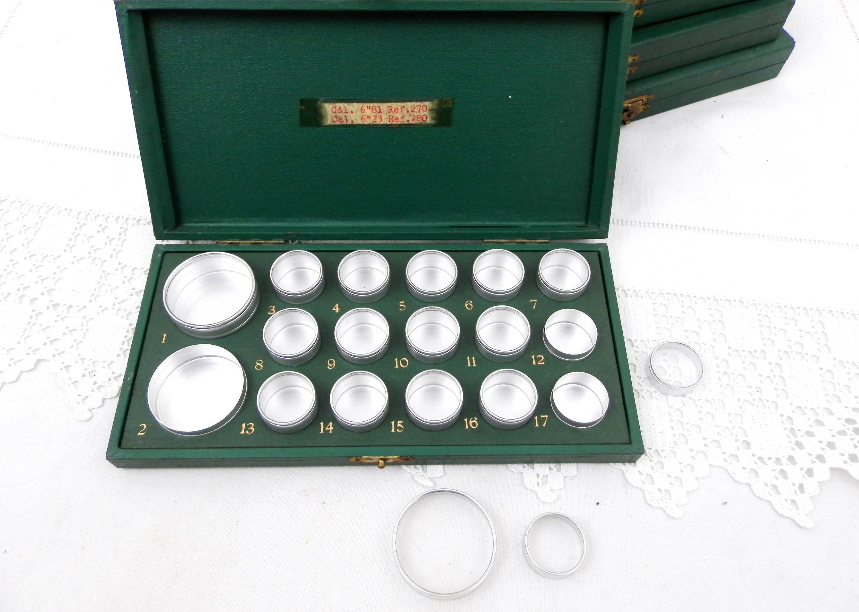 1 Vintage Rolex Watch Parts Green Wooden Box with Metal and Glass ...