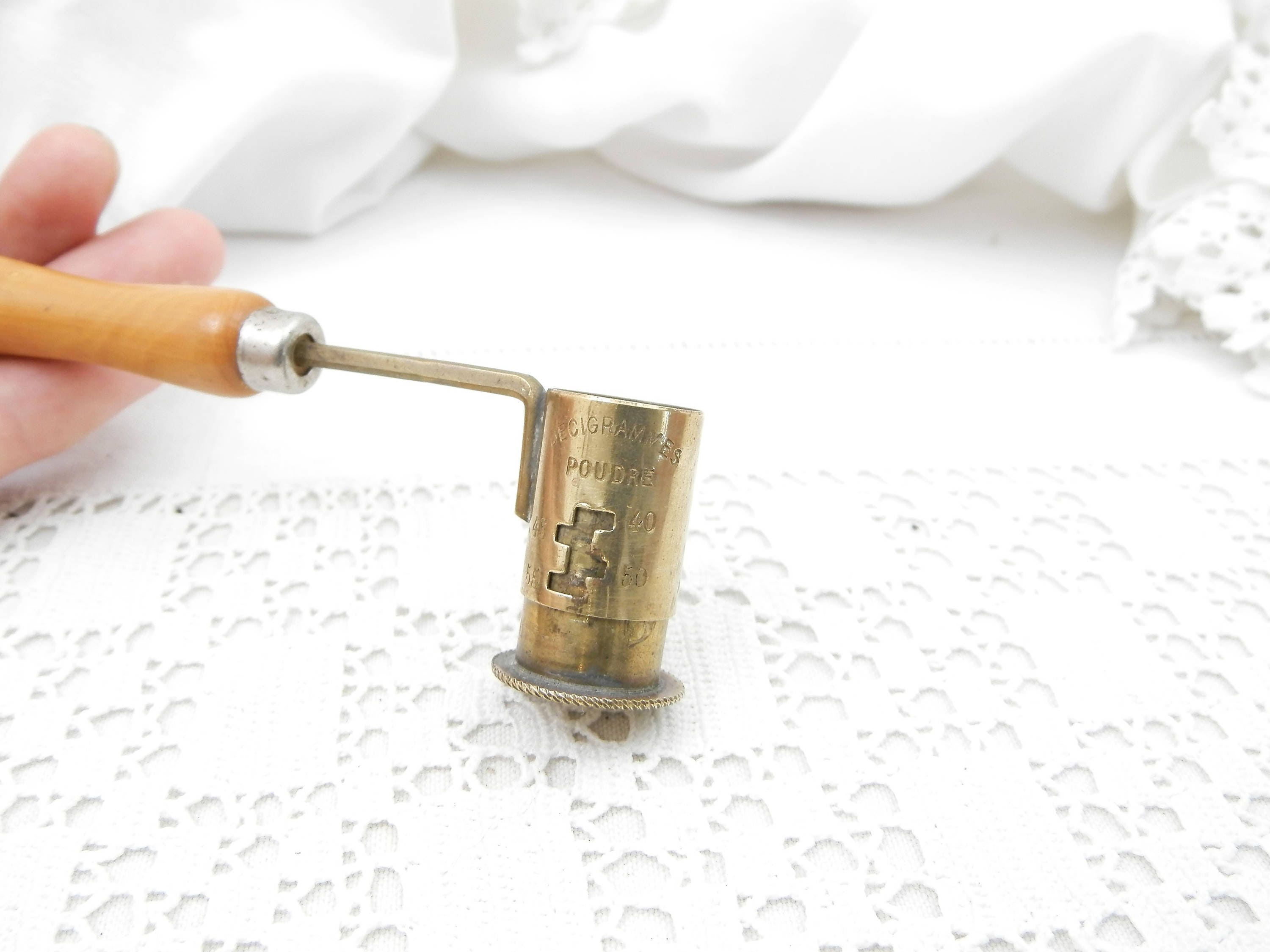 Antique French Brass Gunpowder and Lead Shot Measure in Grammes with ...