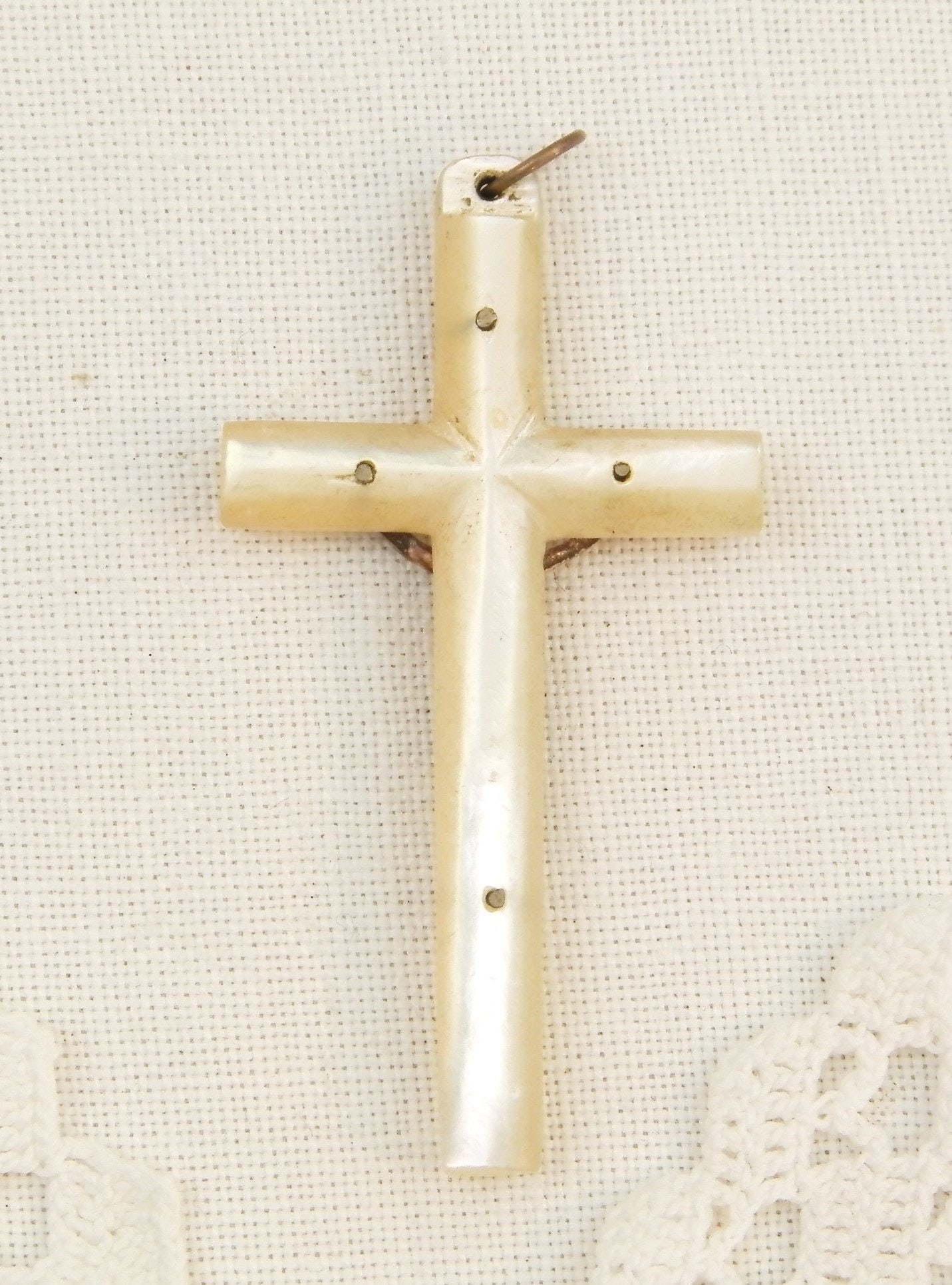 Vintage French Mother of Pearl and Silver Plated Crucifix, French ...
