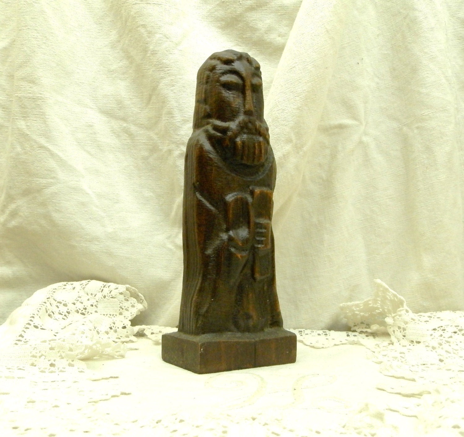 Vintage Hand Carved Oak Statue of Saint Peter, St Pierre Christian ...