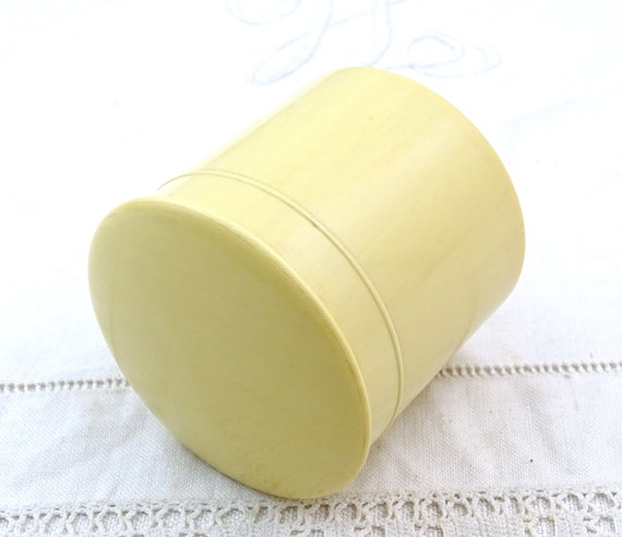 Vintage Round Off White Bakelite Powder Box with Puff… - Gem