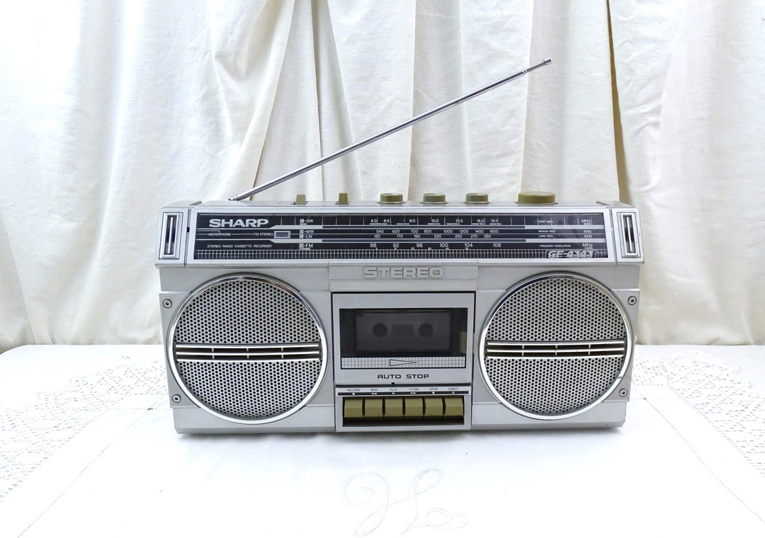 Vintage 1980s Sharp GF 4343H Boombox Ghetto Blaster Radio Cassette Player, Retro 80 Portable ...
