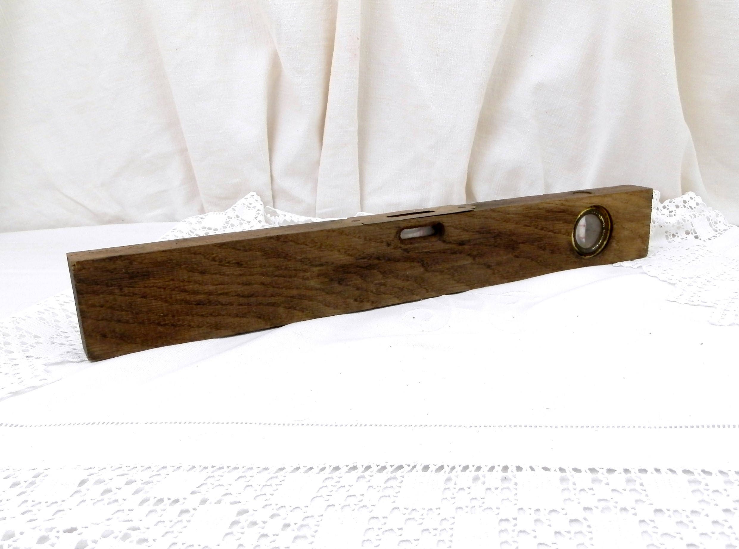 Large Vintage French Working Wooden Spirit Level Made of Oak Wood with ...