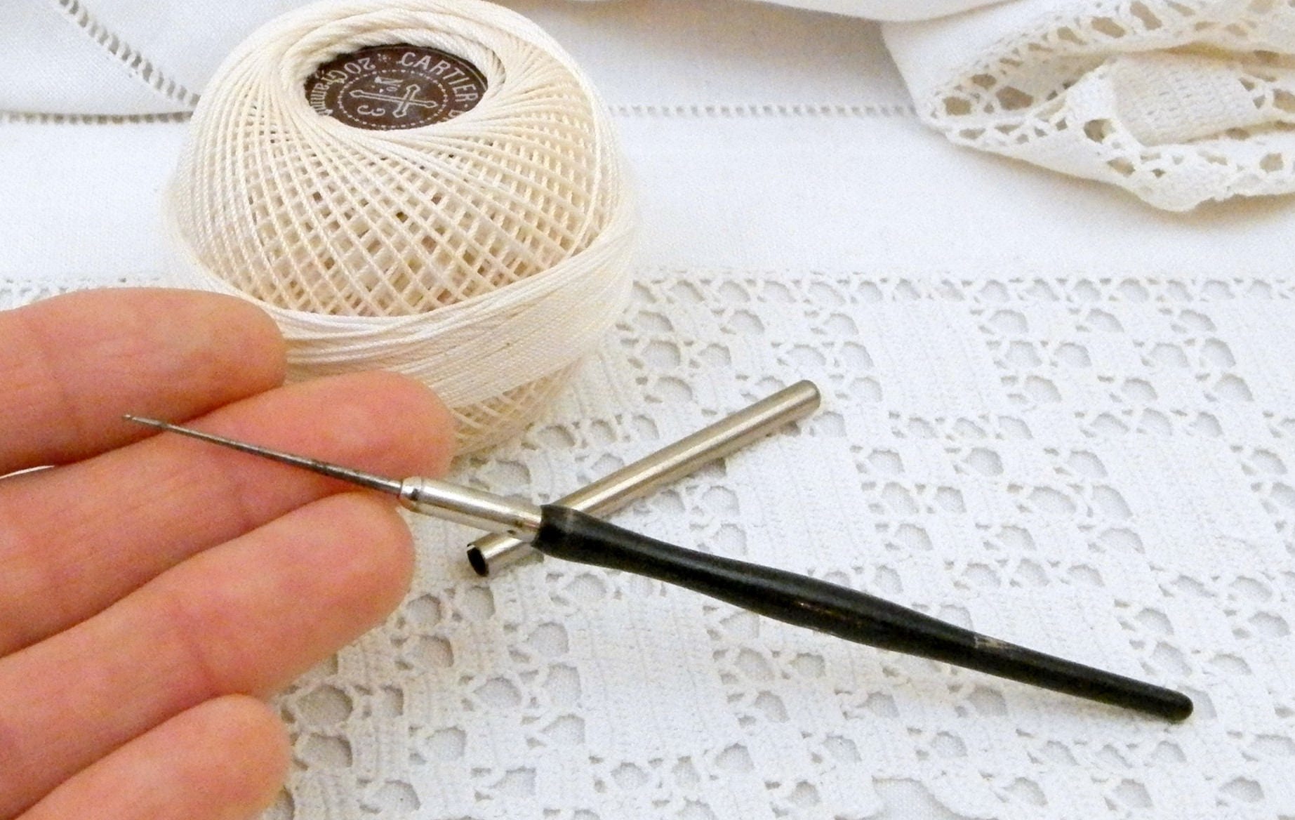 Very Small Vintage Crochet Number 25 with Cover Made of Wood and Steel ...