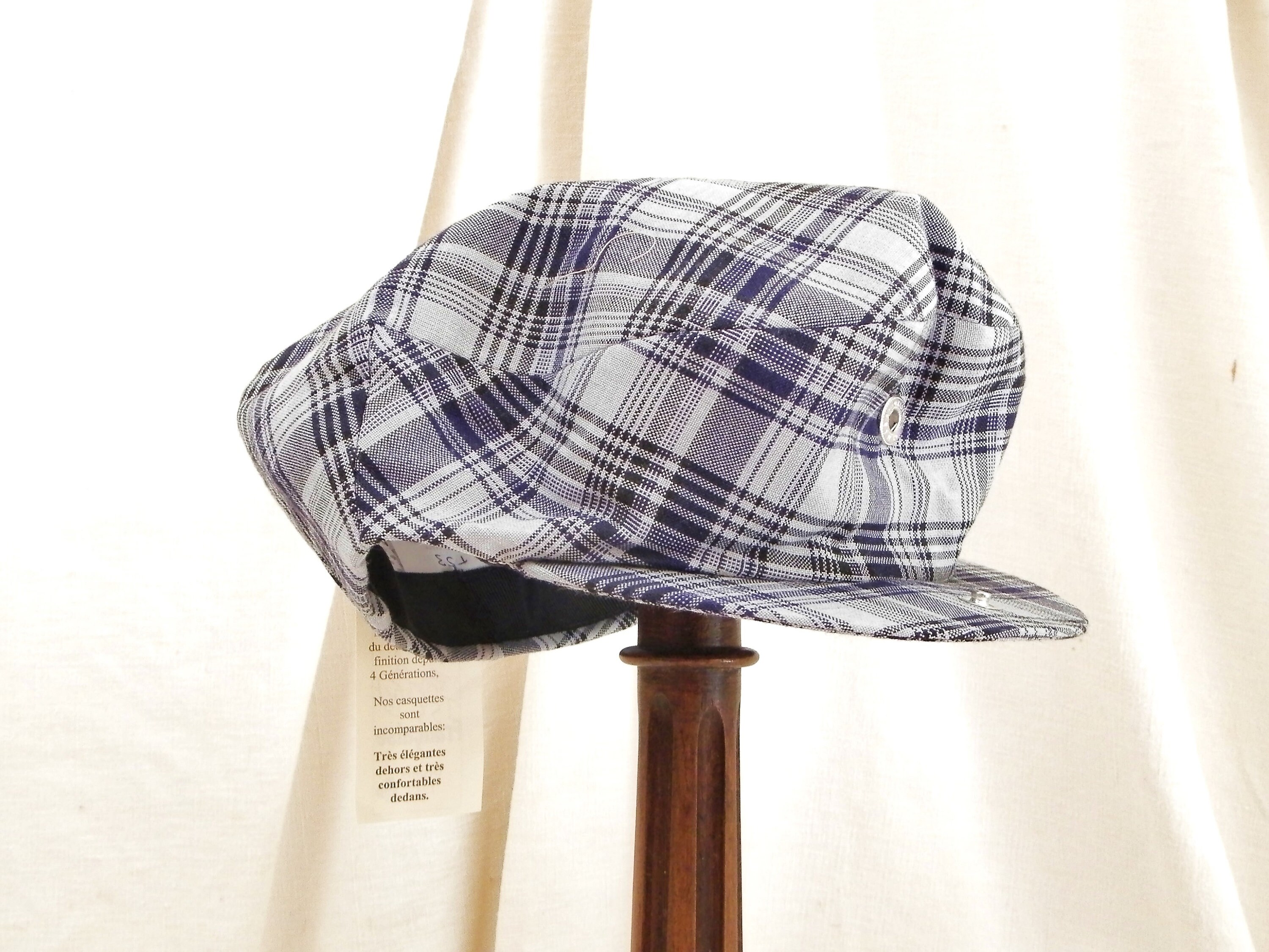 Vintage French Small Unused Chequered Gray and Black Flat Cap Size 53 ...
