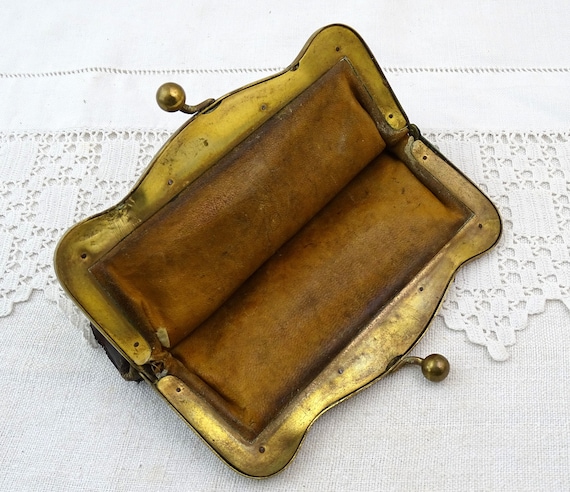Large Antique Art and Crafts Style Leather and Brass … - Gem