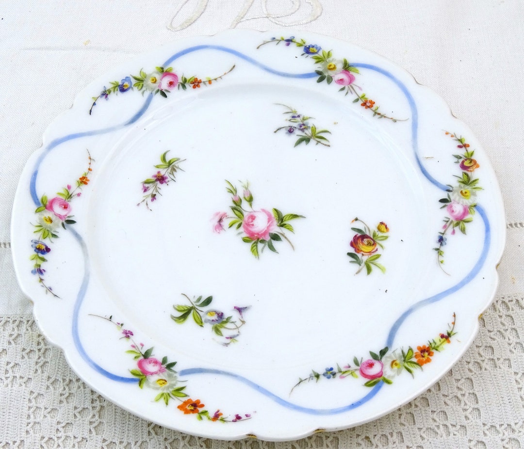 Antique French Sevres Hand Painted Pink Rose Pattern Porcelain China ...