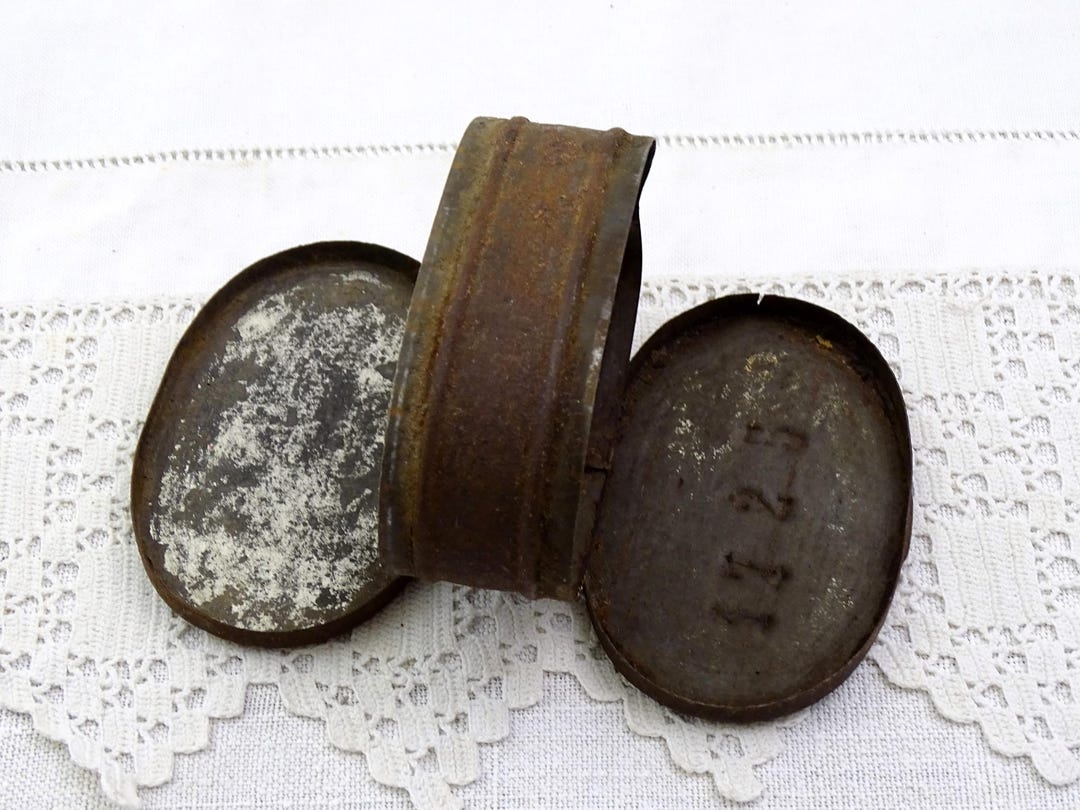 Antique WW1 French Army Double Grease Tin, Vintage Rusty Patina Oval 2 ...