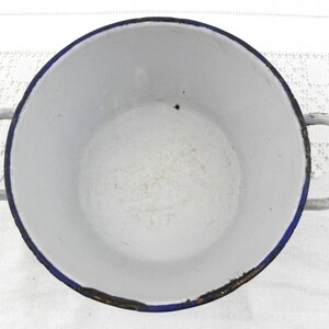Small Antique French Chippy Blue and White Enamelware Lidded Bowl With ...