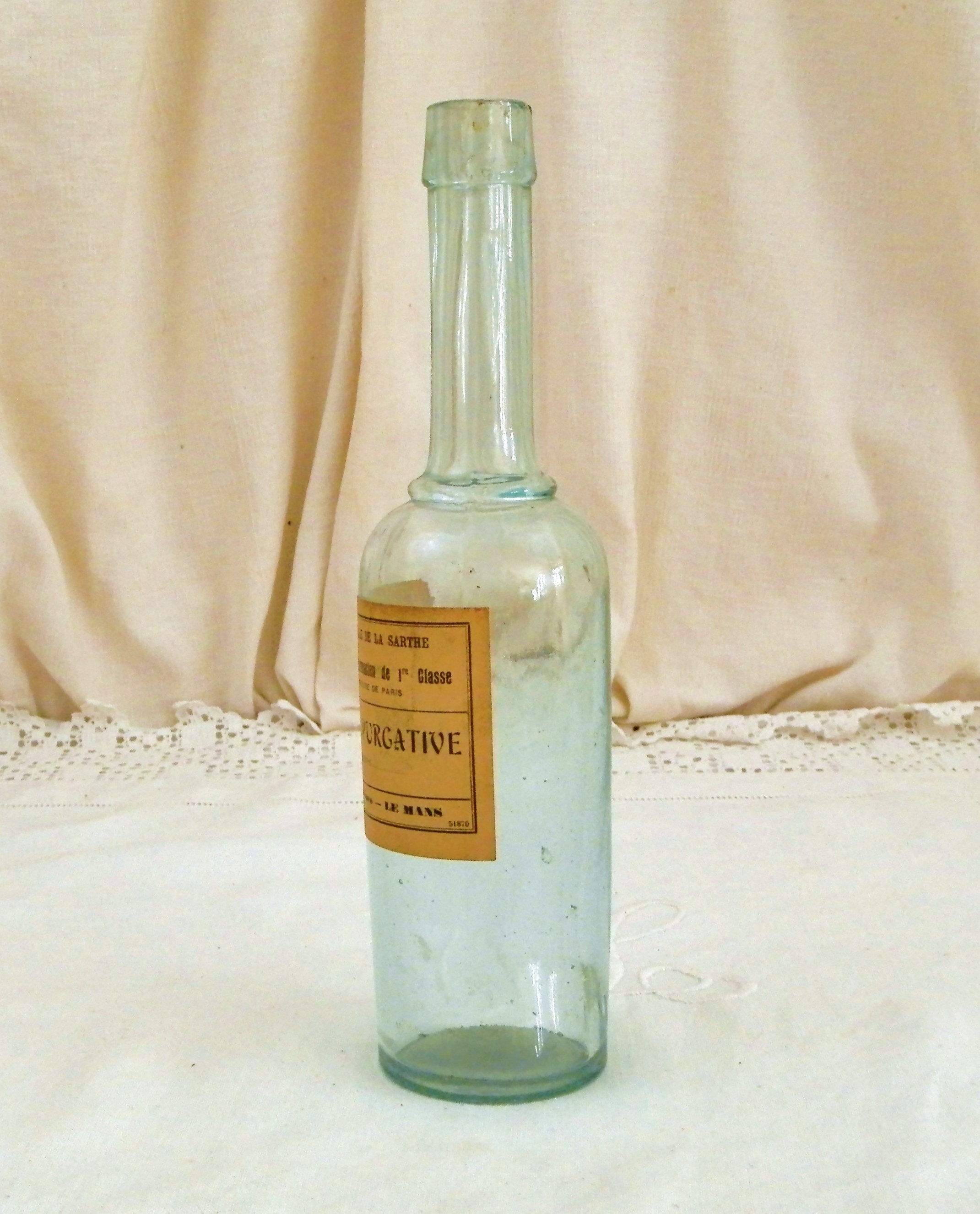 Antique French Medical Chemist Apothecary Pale Blue Glass Bottle from ...