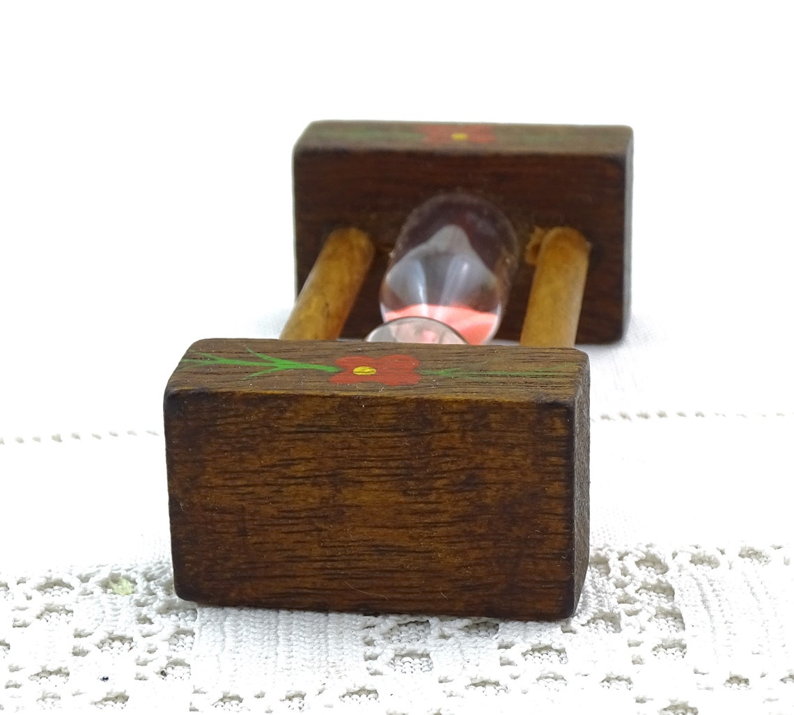 Vintage French Painted Wooden Egg Timer With Bright Pink Sand - Etsy
