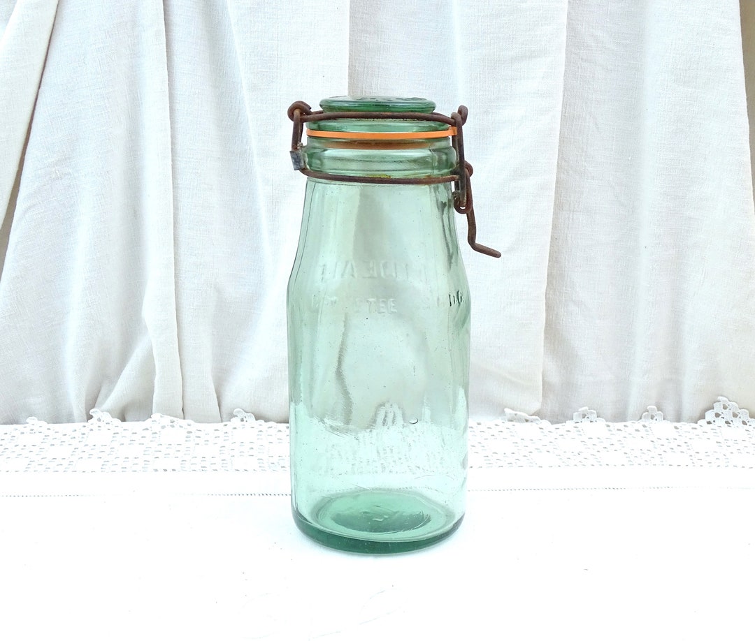 Large Antique French Green Glass Canning Mason Jar 1 Liter 2.11 Pints L ... Large Antique French Green Glass Canning Mason Jar 1 Liter 2.11 Pints L ...