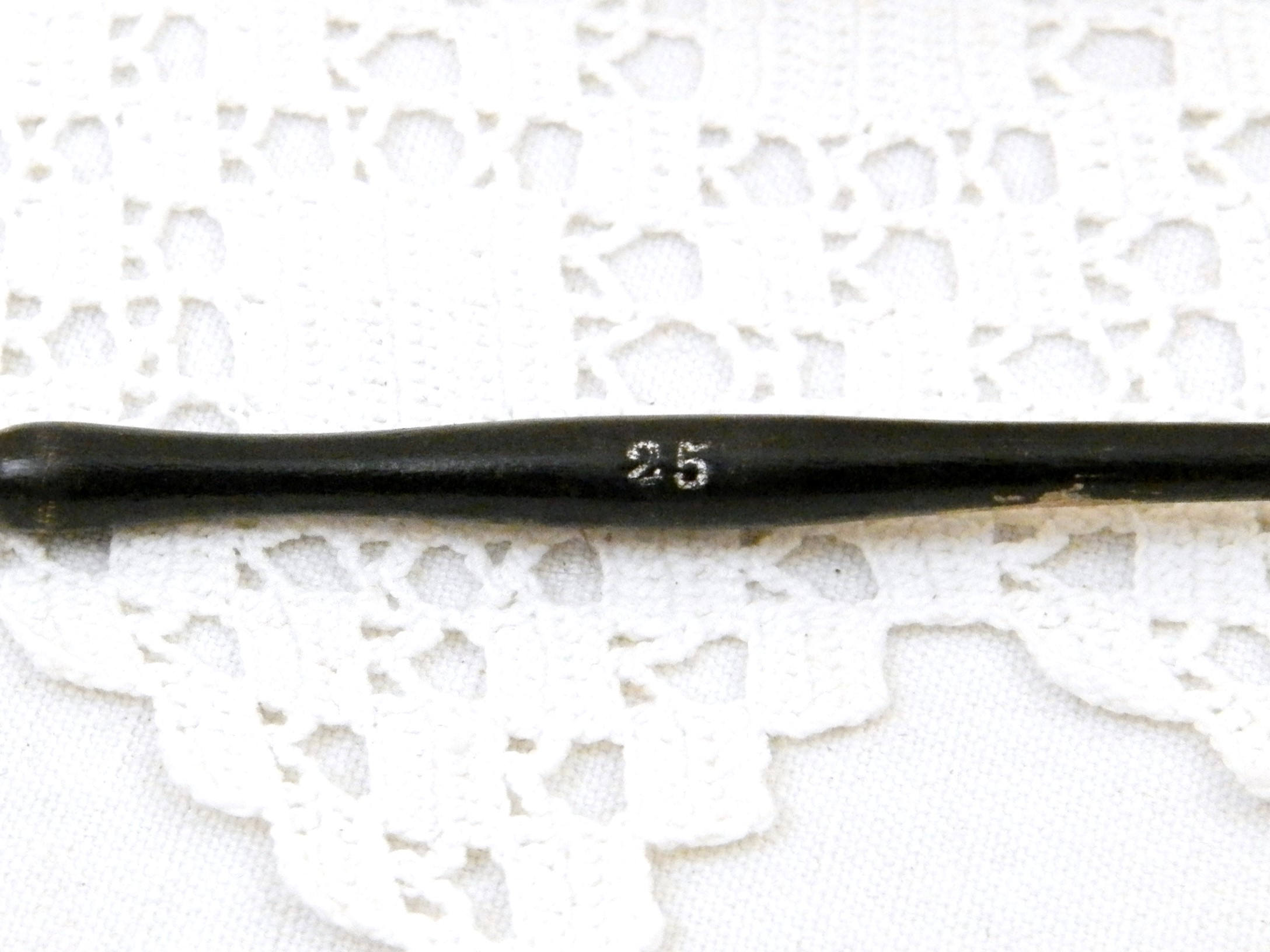 Very Small Vintage Crochet Number 25 with Cover Made of Wood and Steel ...