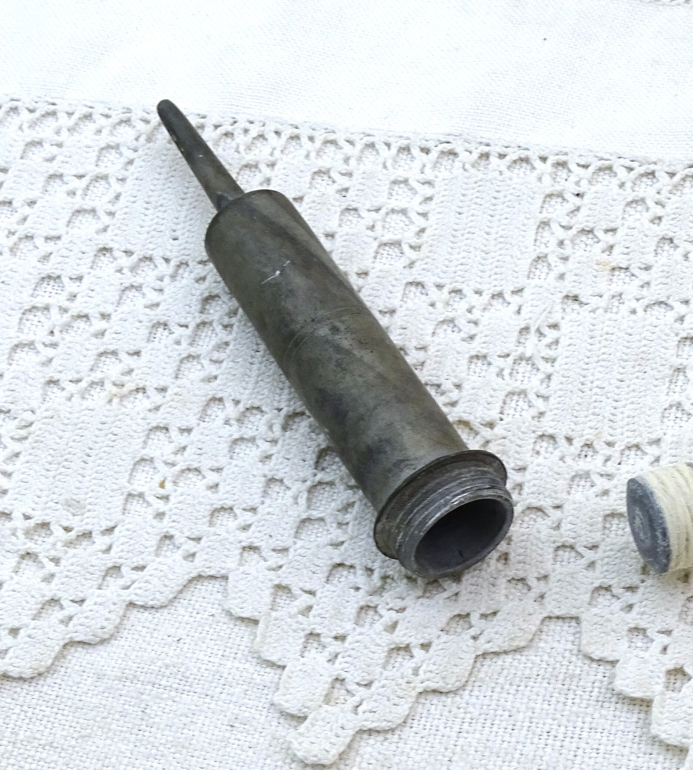 Small Antique French Metal Clyster Enema Syringe made of Pewter Metal ...