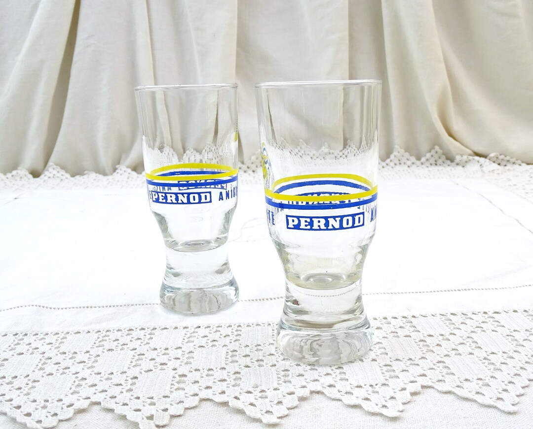 2 Vintage 1970s French Clear Glass Pernod Anisette Aperitif Drinking ...