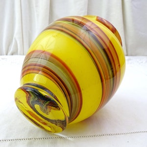 Vintage French Art Glass Bright Yellow Vasse With Colorful Swirl ...