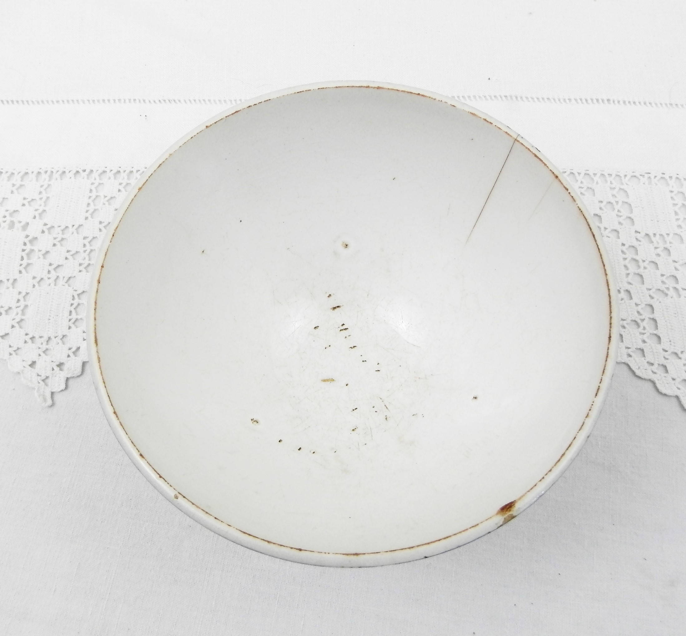 Antique Blue and White Art Deco Coffee Bowl from France, French ...