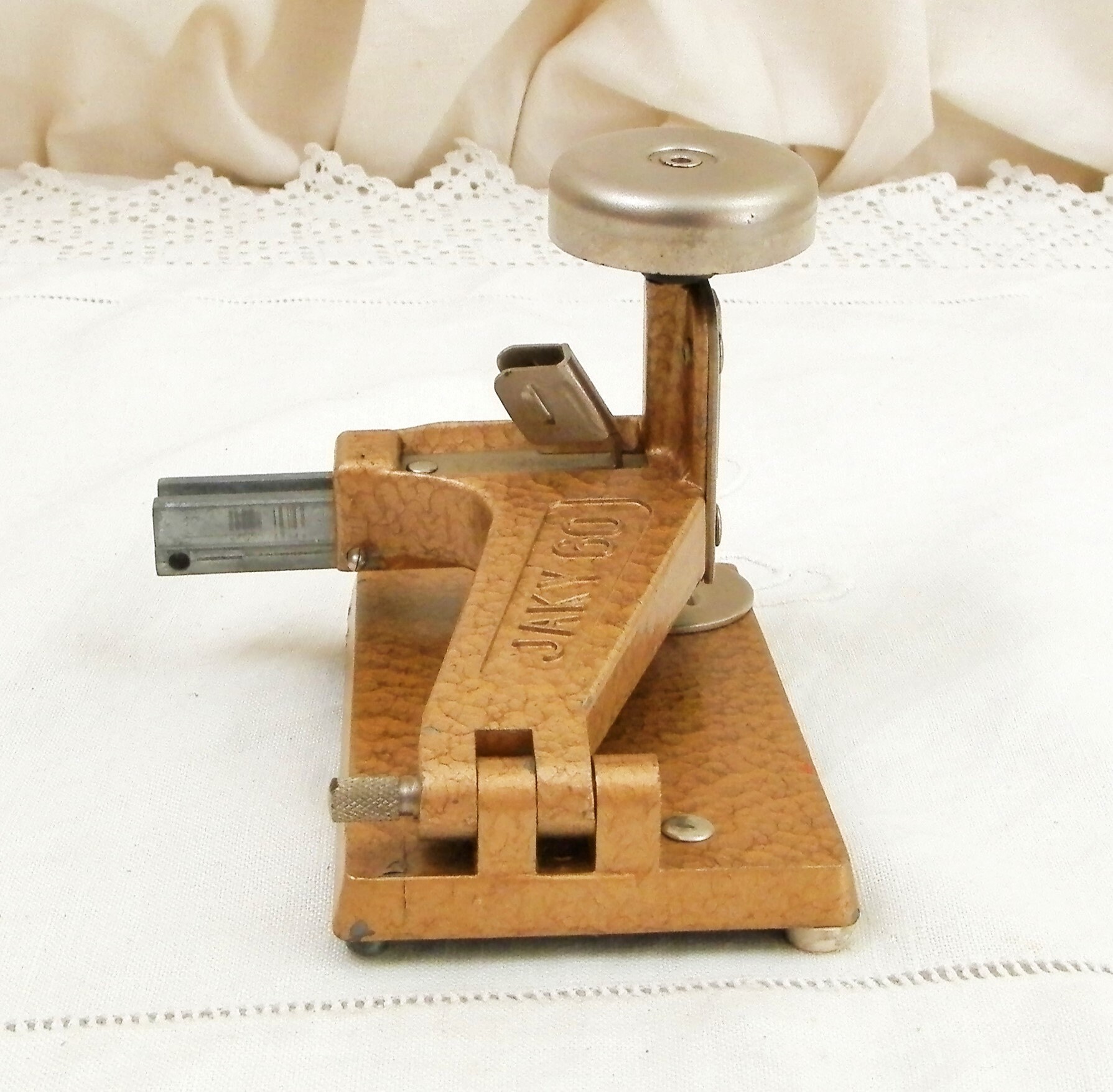 Vintage French Mid Century Industrial Metal Hand Stapler Bronze Colored ...