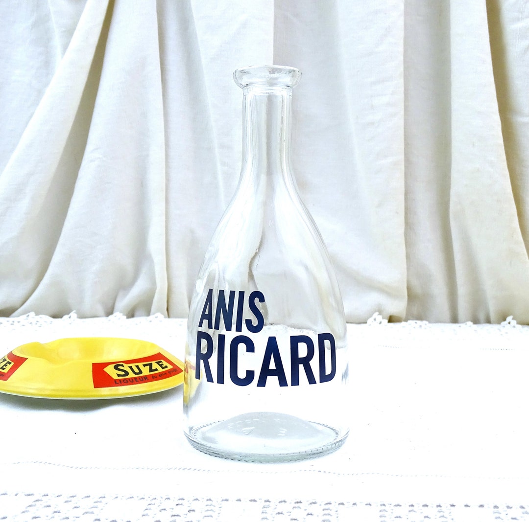 Vintage French Clear Glass Anis Ricard Water Carafe With Blue Lettering ...