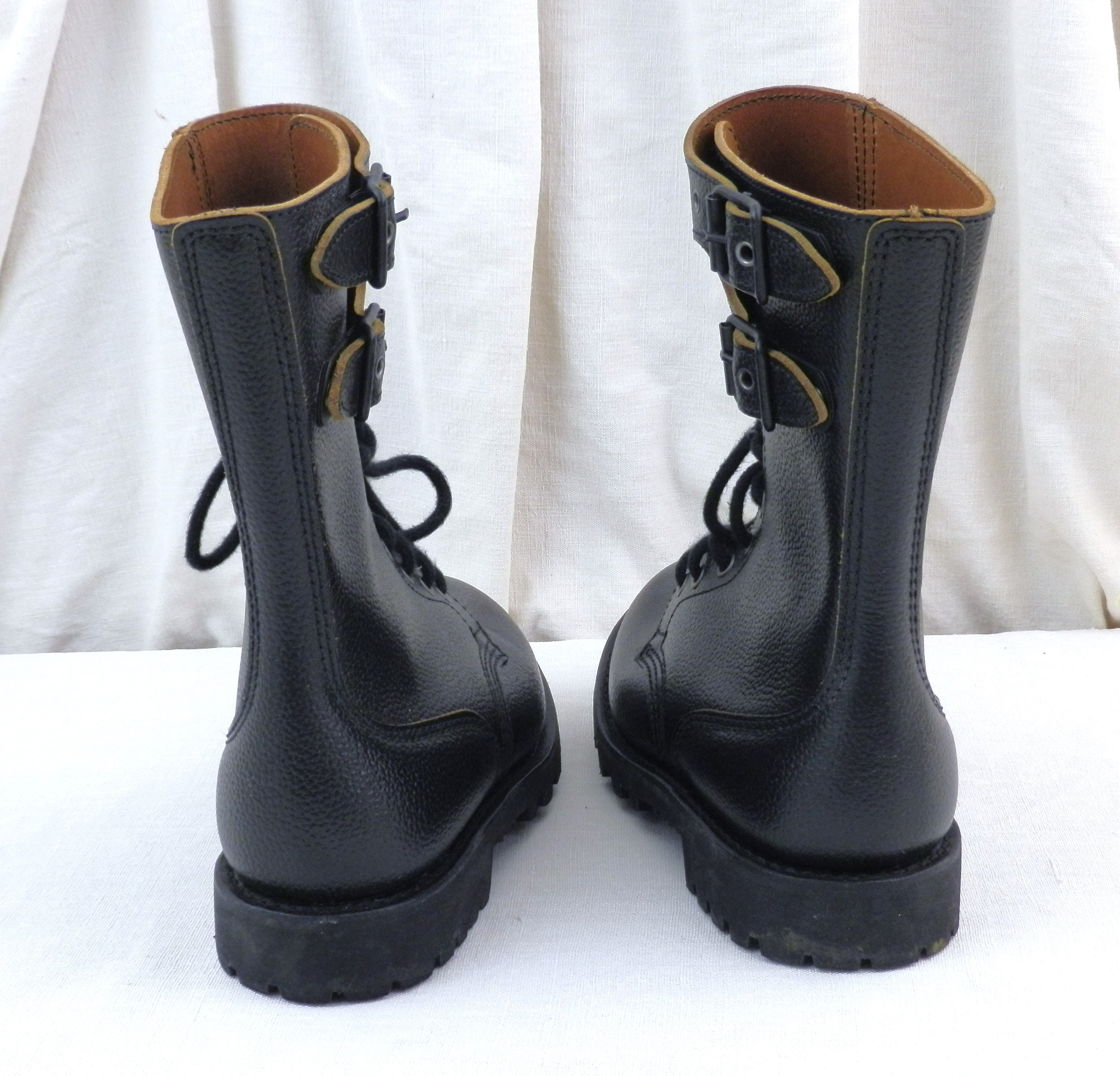 Small Unused French Vintage Black Leather Army Rangers Combat Boots ...