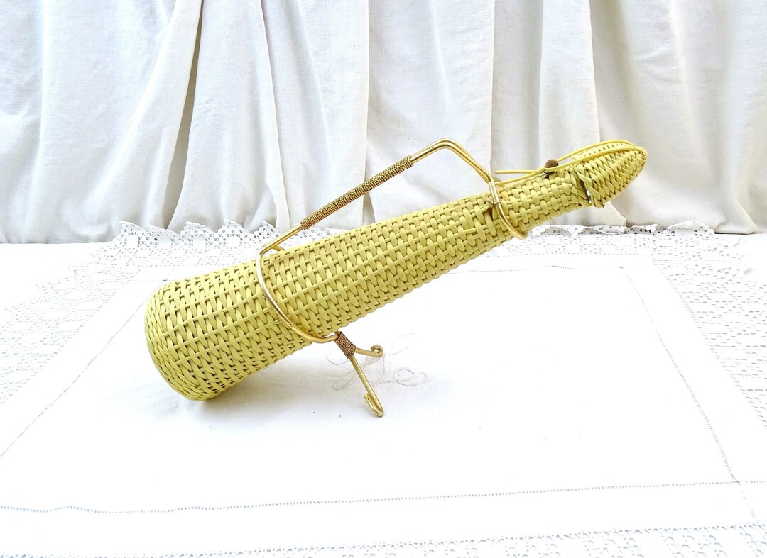 Vintage Mid Century Viresa Bottle Bottle With Stand, Retro Woven Wine ...
