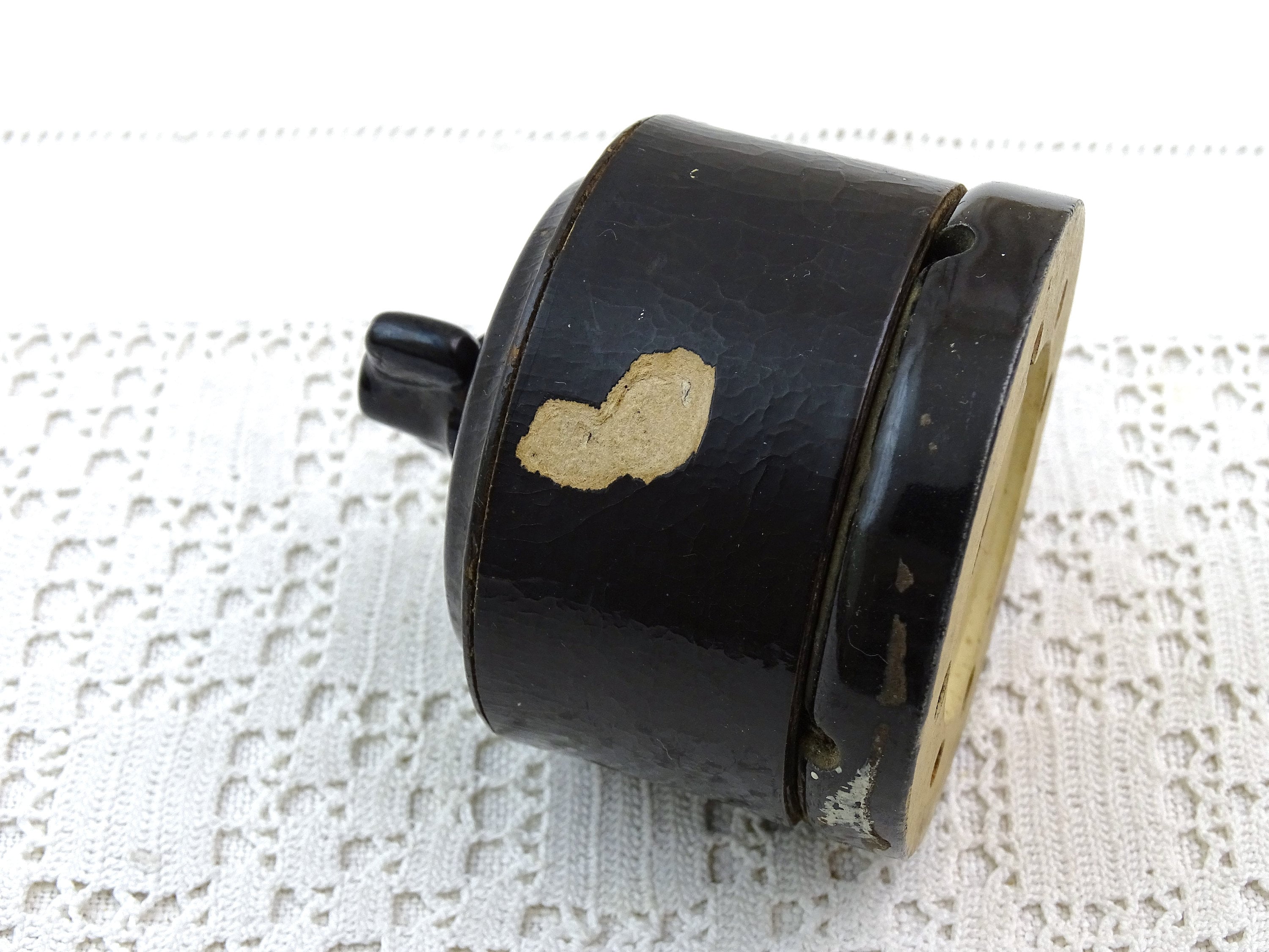 Antique French Early 1900s Electrical Light Switch in Black Porcelain ...