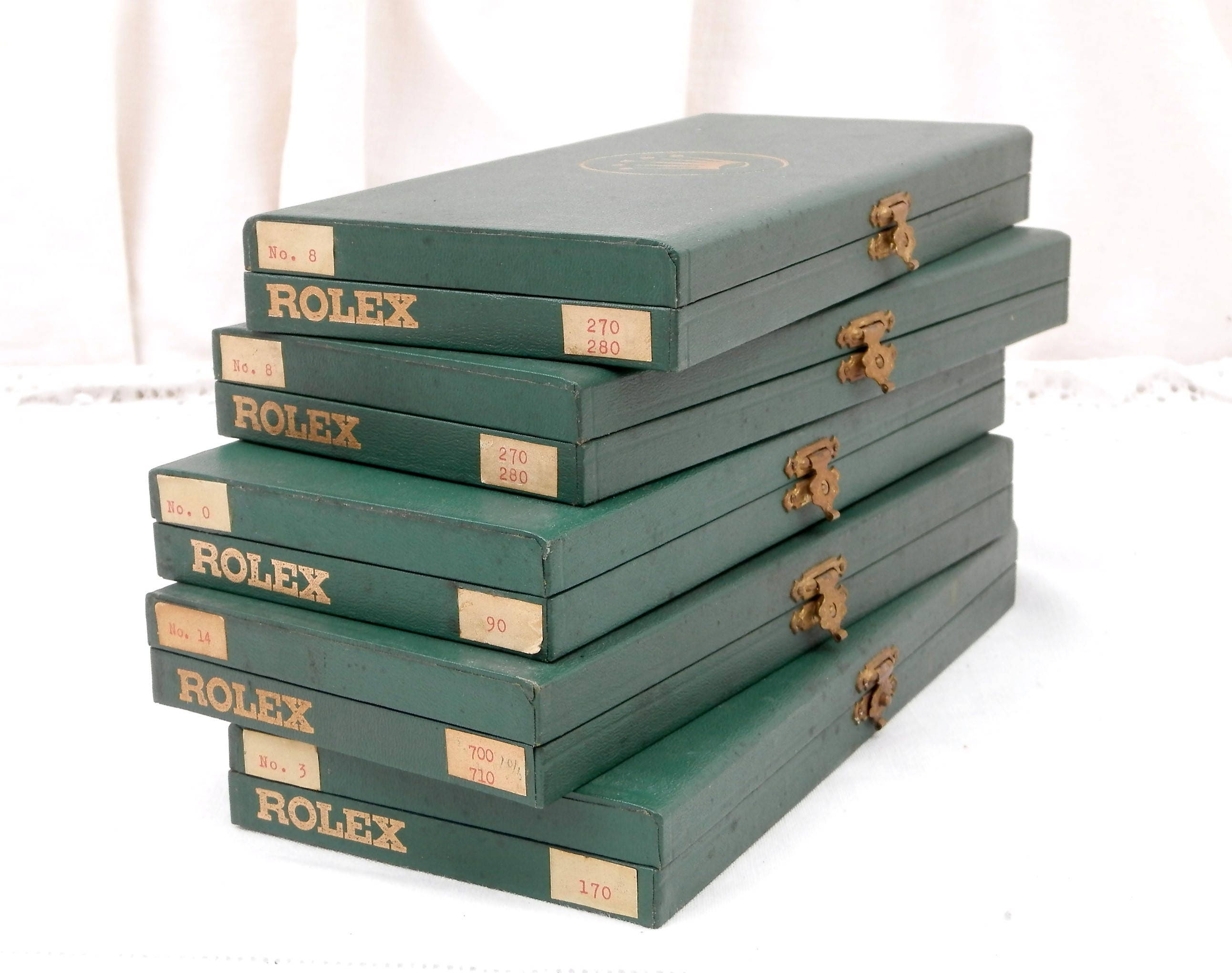 1 Vintage Rolex Watch Parts Green Wooden Box with Metal and Glass ...