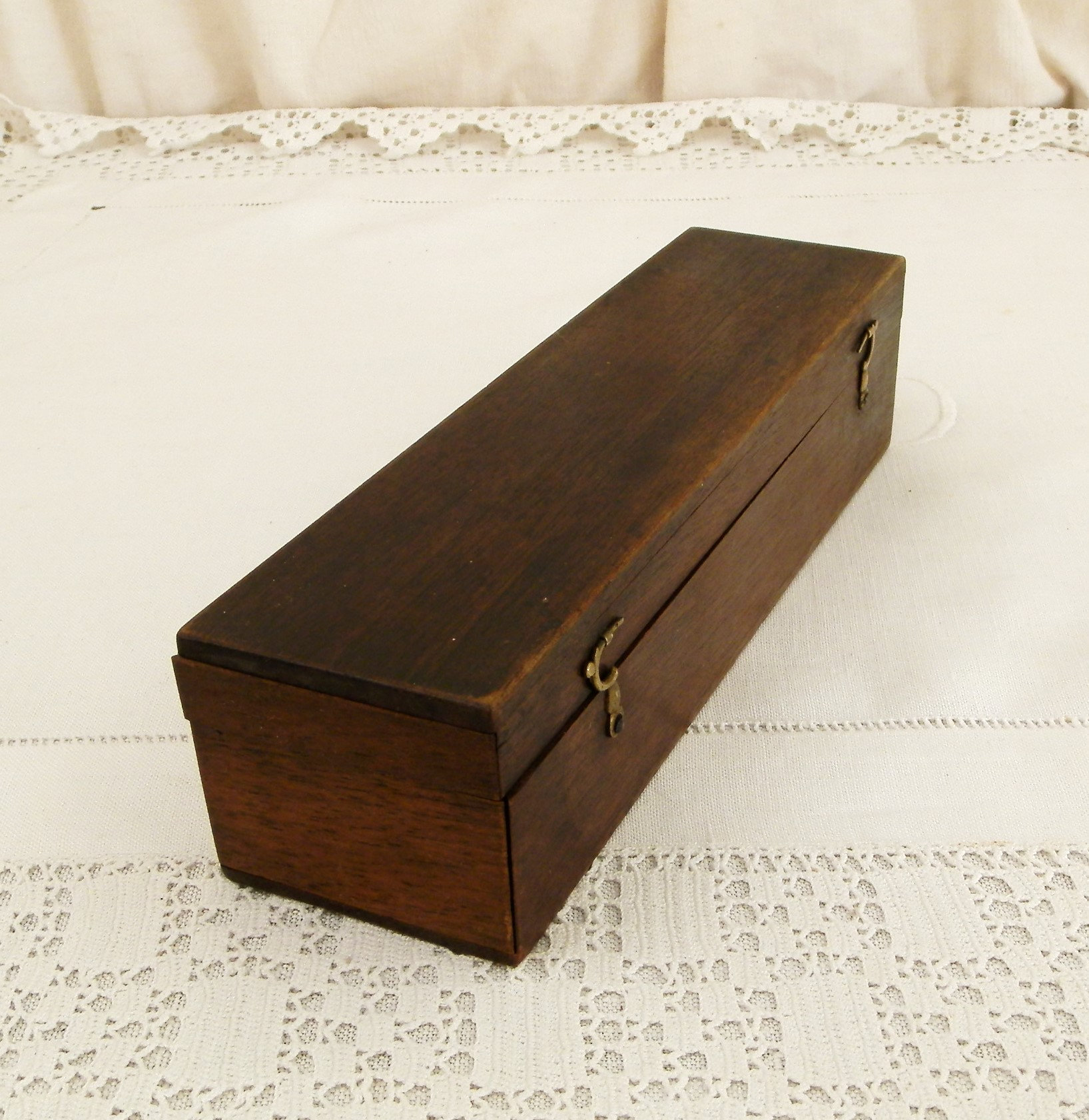 Antique 19th C Boxed Brass Field Microscope with Glass Slide, Victorian ...