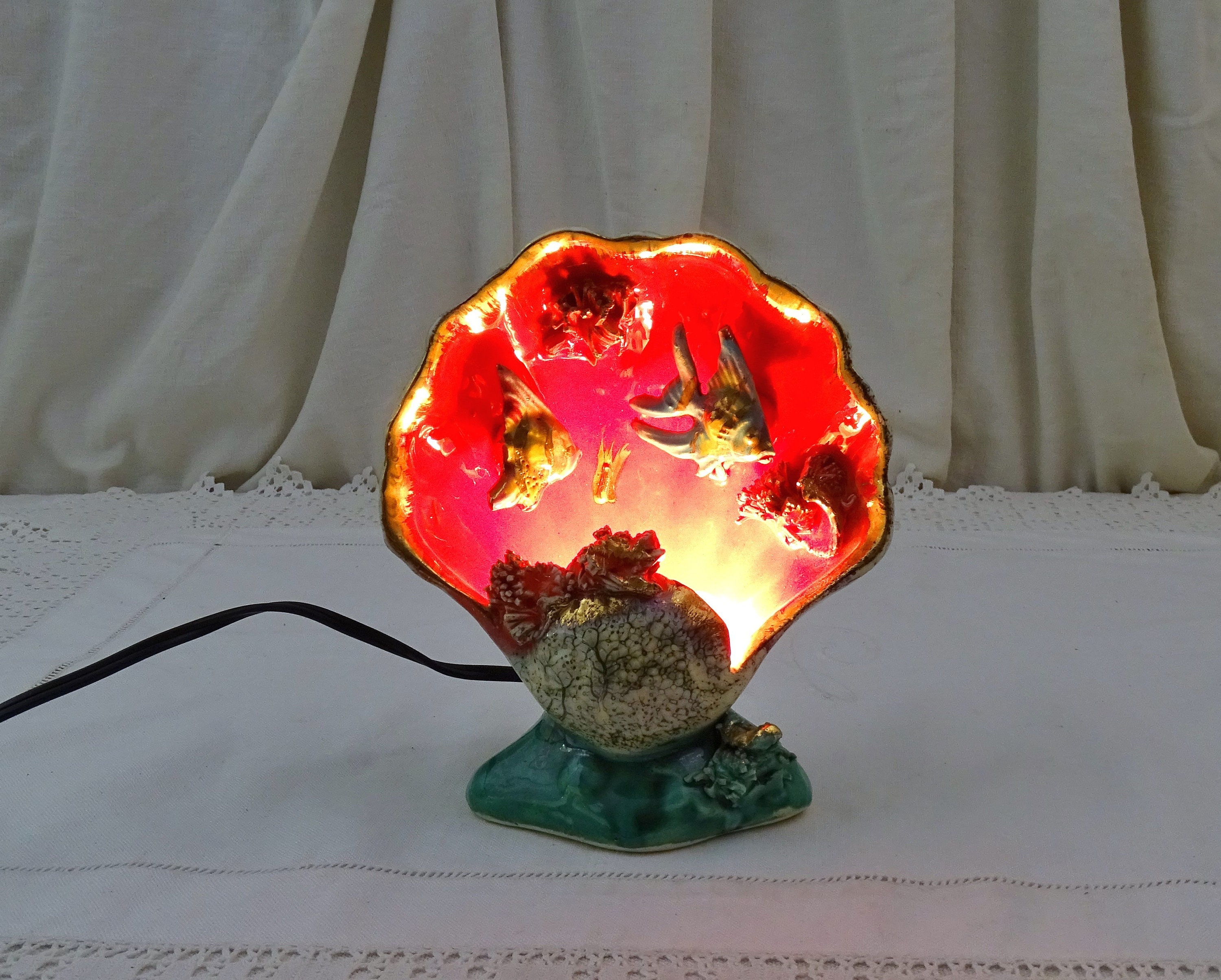 Small Vintage French Mid Century Working Vallauris Ceramic Lamp With ...