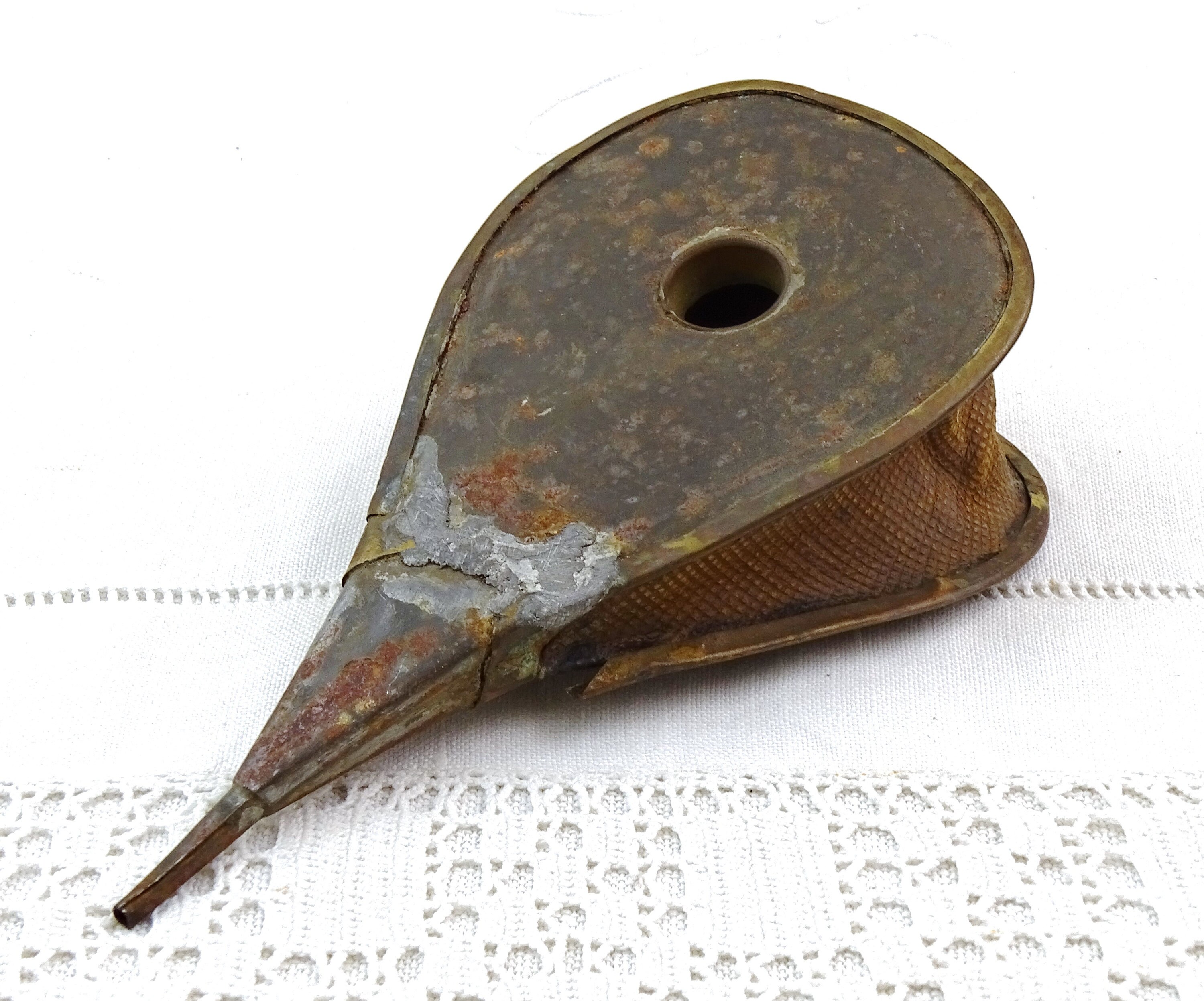 Small French 18th C Antique Metal Powder Bellows made by A Mismaque ...