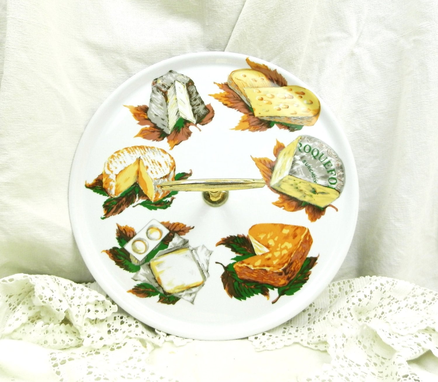 Vintage French 1960s Mid Century Porcelain Cheese Platter With Trompe L ...