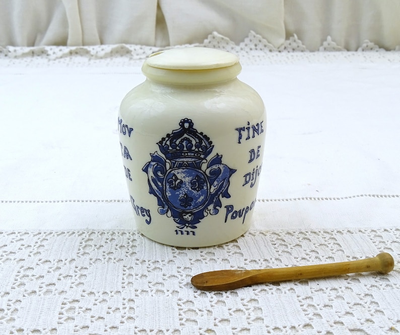 Vintage French 1960s White Milk Glass Dijon Mustard Serving Pot With ...