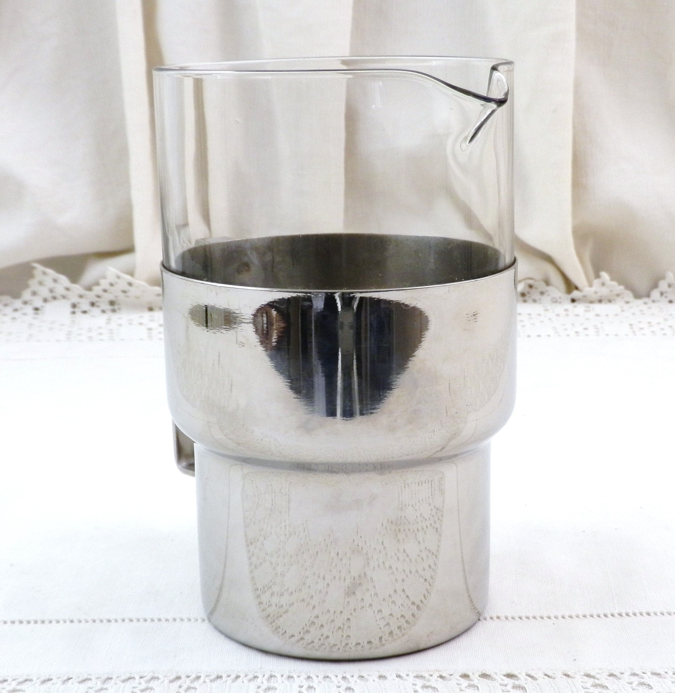 Vintage 1970s Italian Inoxpran Water Pitcher with Stainless Steel Base ...