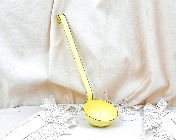 Vintage French Yellow Chippy Enamelware Ladle, French Country Decor ...