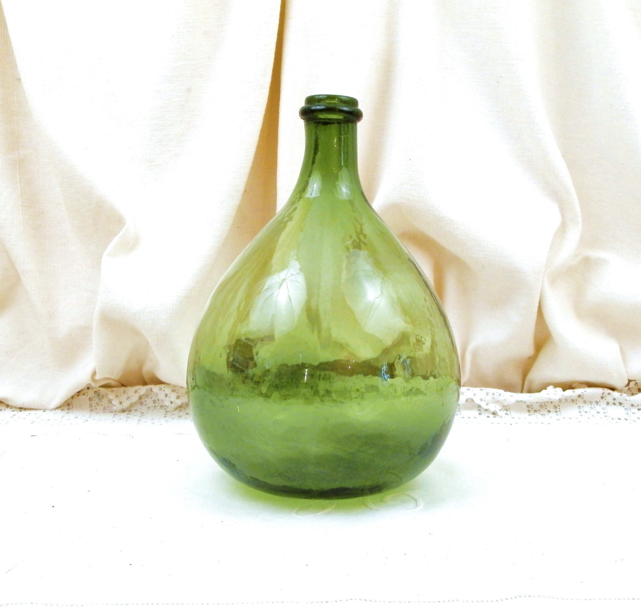 Small Vintage French Green Glass Demijohn / Carboy 3 L / 0.79 Gallons ...