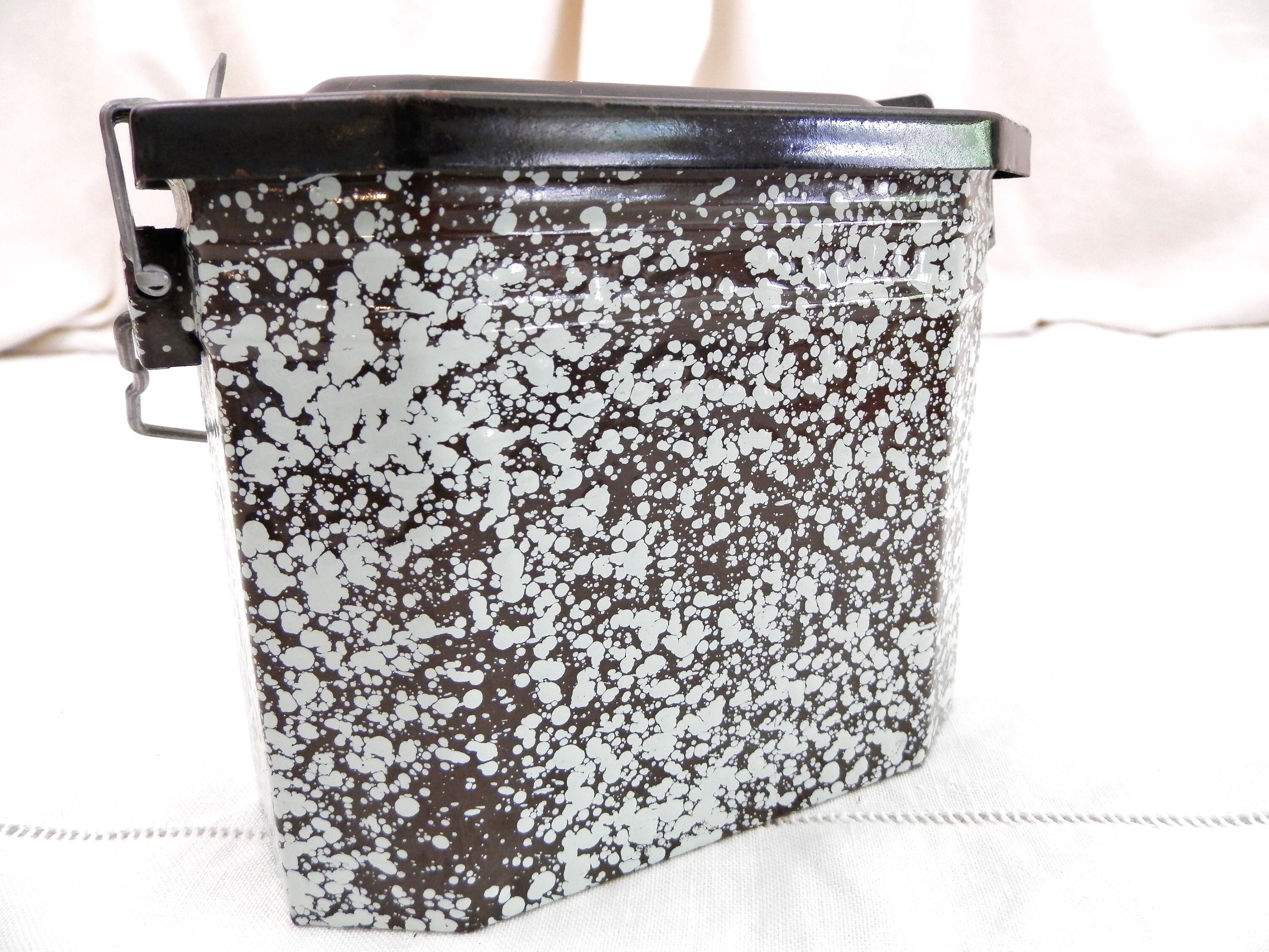 Antique French Enamelware Splatterware Chocolate Brown and Mint Green ...